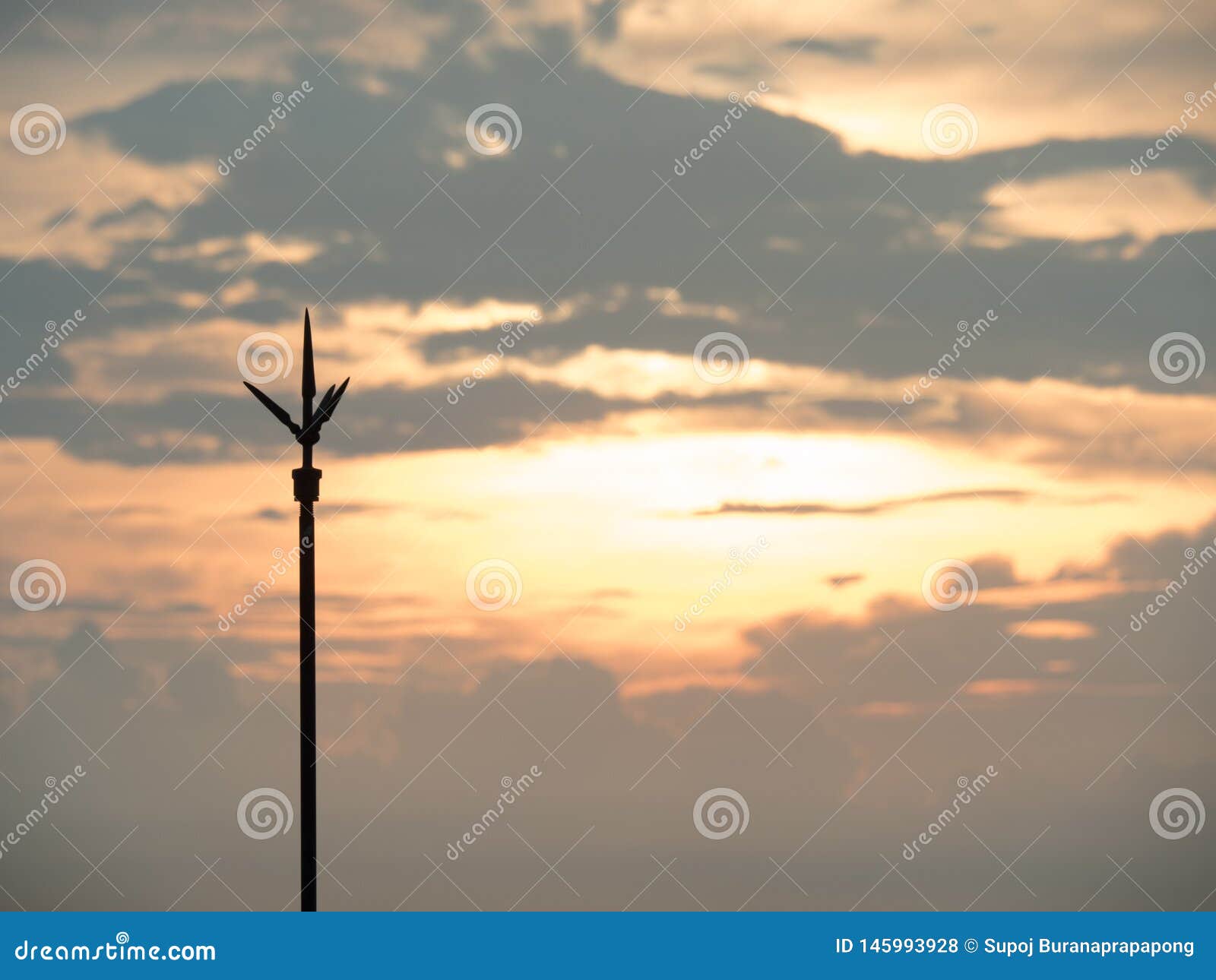 The Lightning Rod on the Roof-tile Taken with Sunset Stock Photo ...
