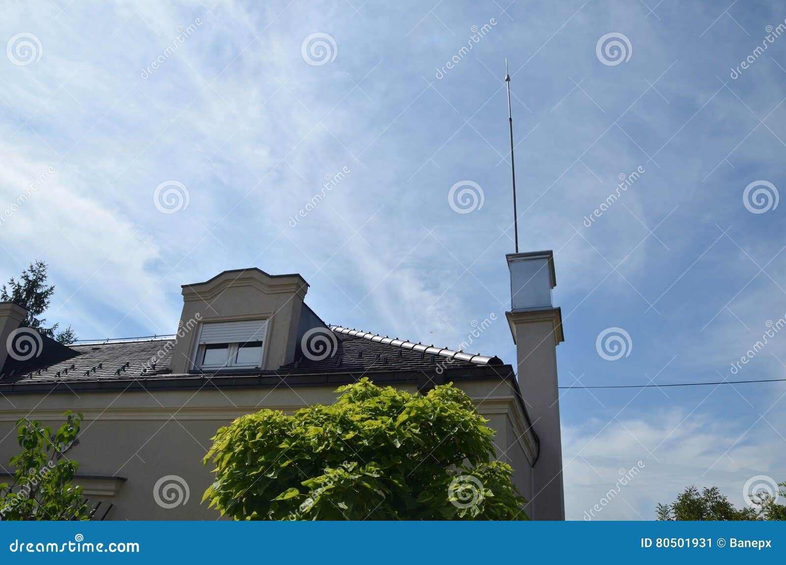 Lightning Rod on Top of a Building Stock Image - Image of electricity ...