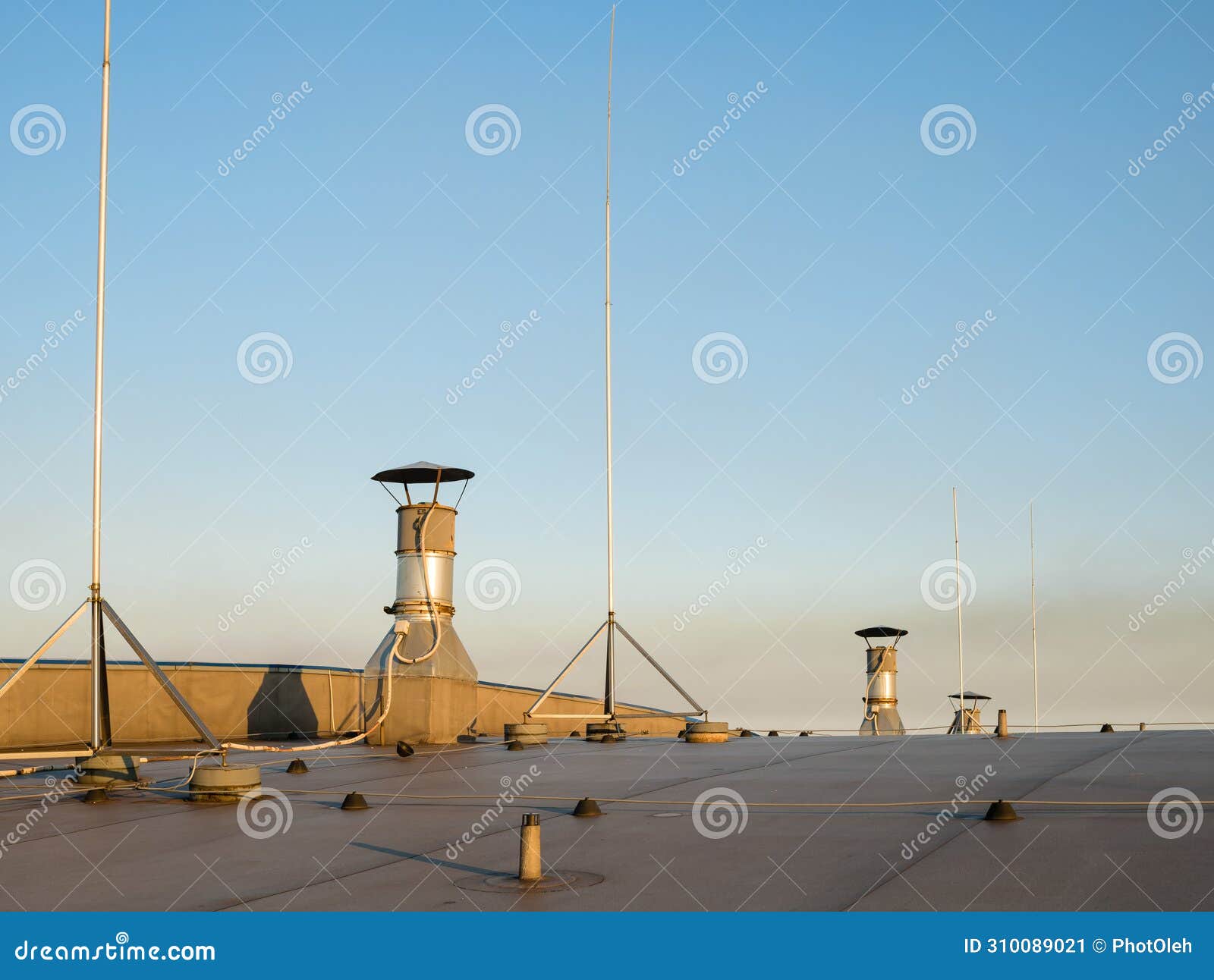 Lightning Rod and Ventilation System on the Roof Stock Image - Image of ...