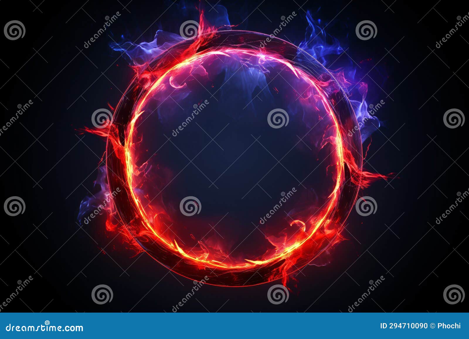 Lightning Round Frame. a Glowing Circle of Light in a Dark Background ...
