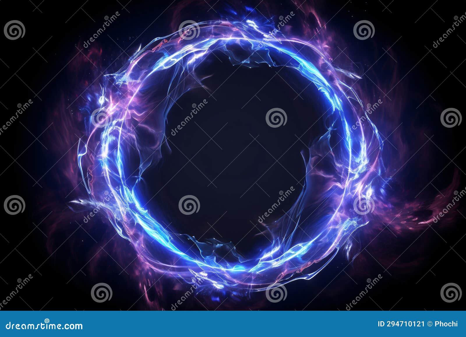 Lightning Round Frame. a Glowing Circle of Light in a Dark Background ...