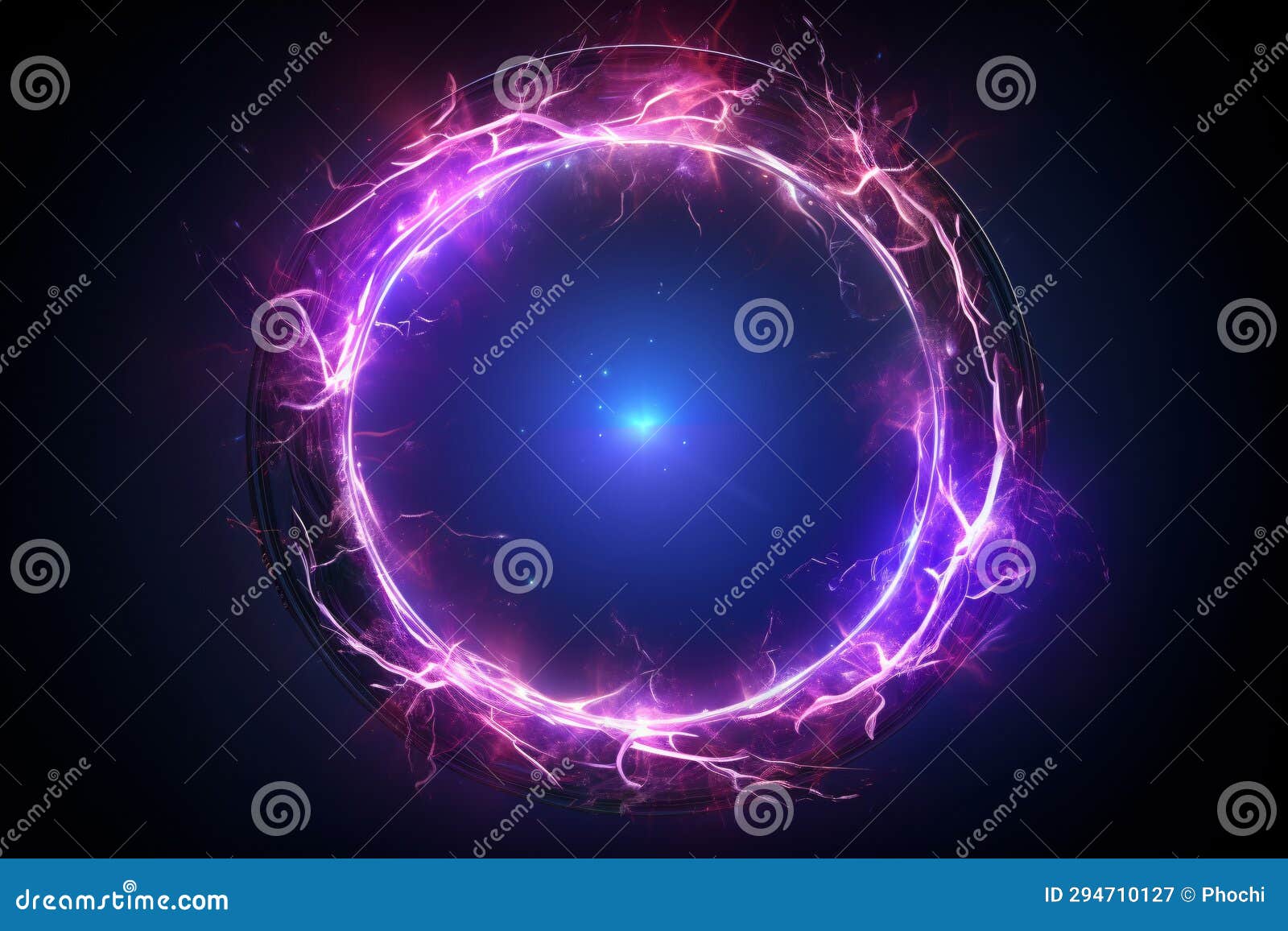 Lightning Round Frame. a Glowing Circle of Light in a Dark Background ...