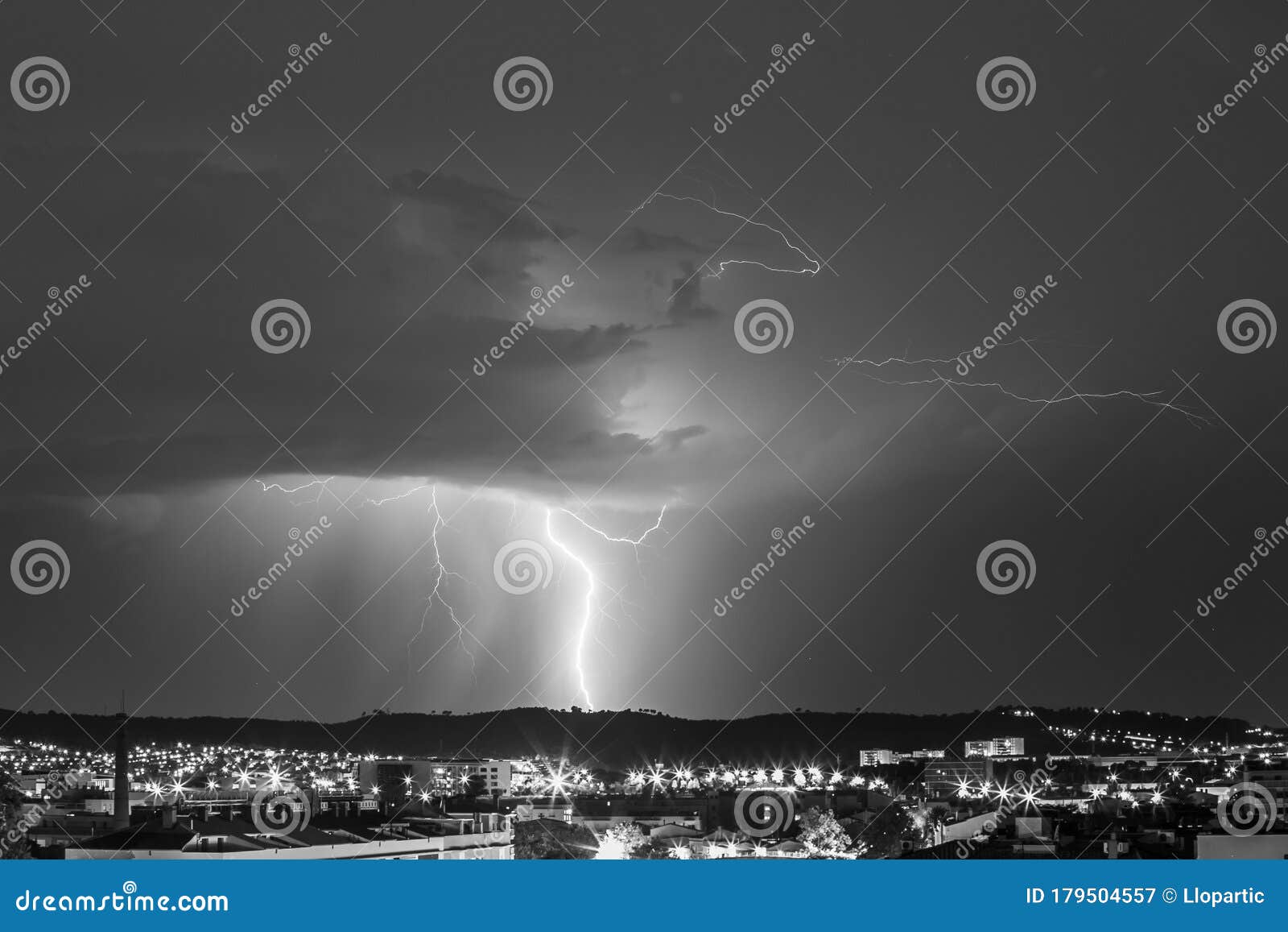 Lightning in Sabadell City, Barcelona, Spain Stock Image - Image of ...