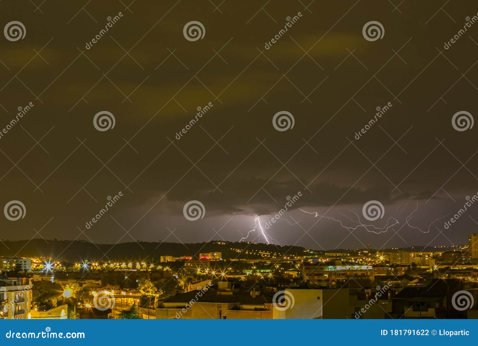 Lightning in Sabadell City, Barcelona, Spain Stock Photo - Image of ...