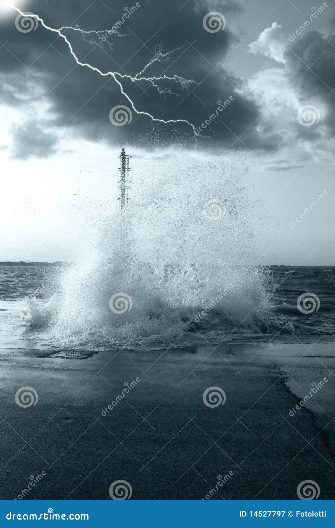 Lightning and sea stock image. Image of tidal, water - 14527797