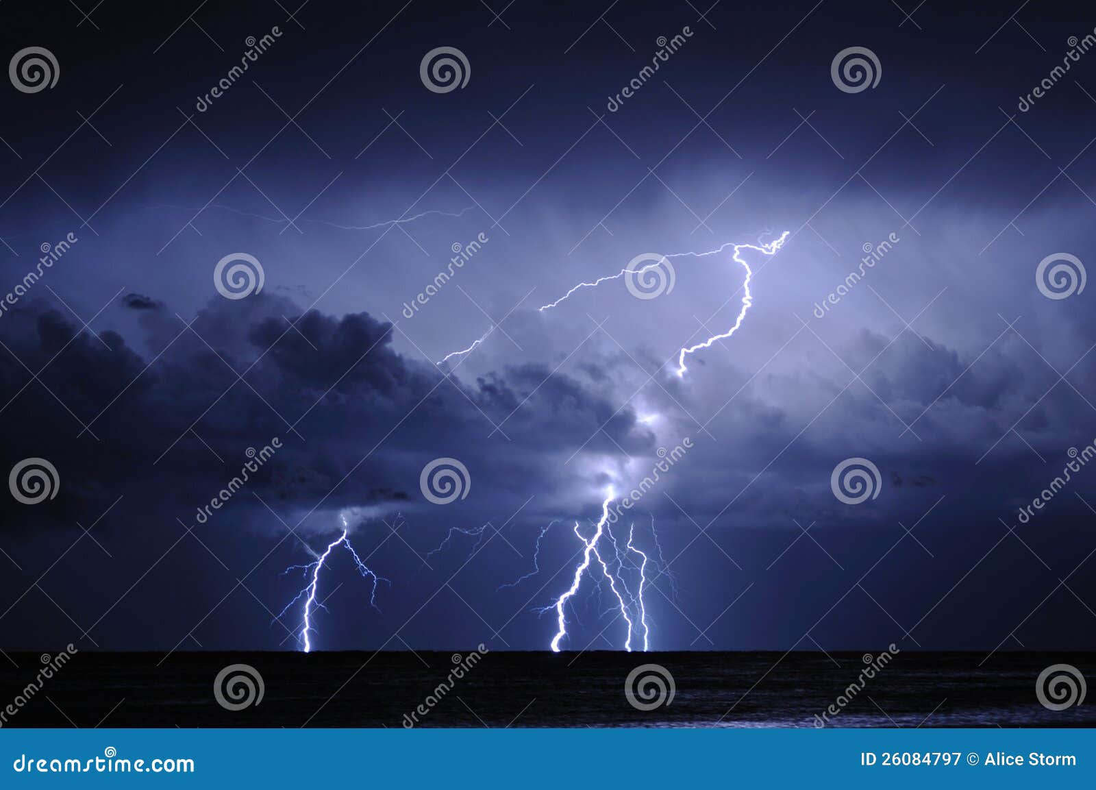 Lightning at sea stock image. Image of bolt, nature, heat - 26084797