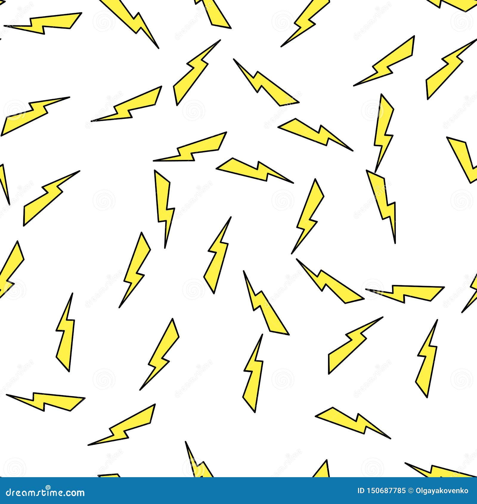 Lightning Seamless Pattern on White Background. Paper Print Design ...
