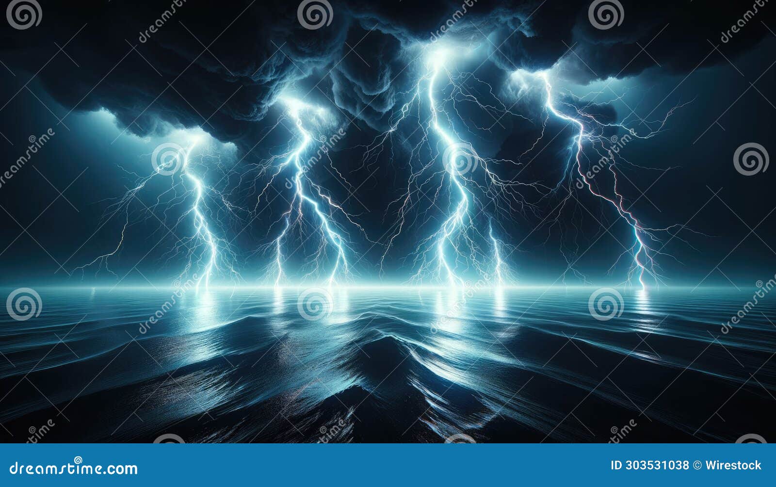 The Lightning is Seen on the Water S Surface in this Image Stock ...