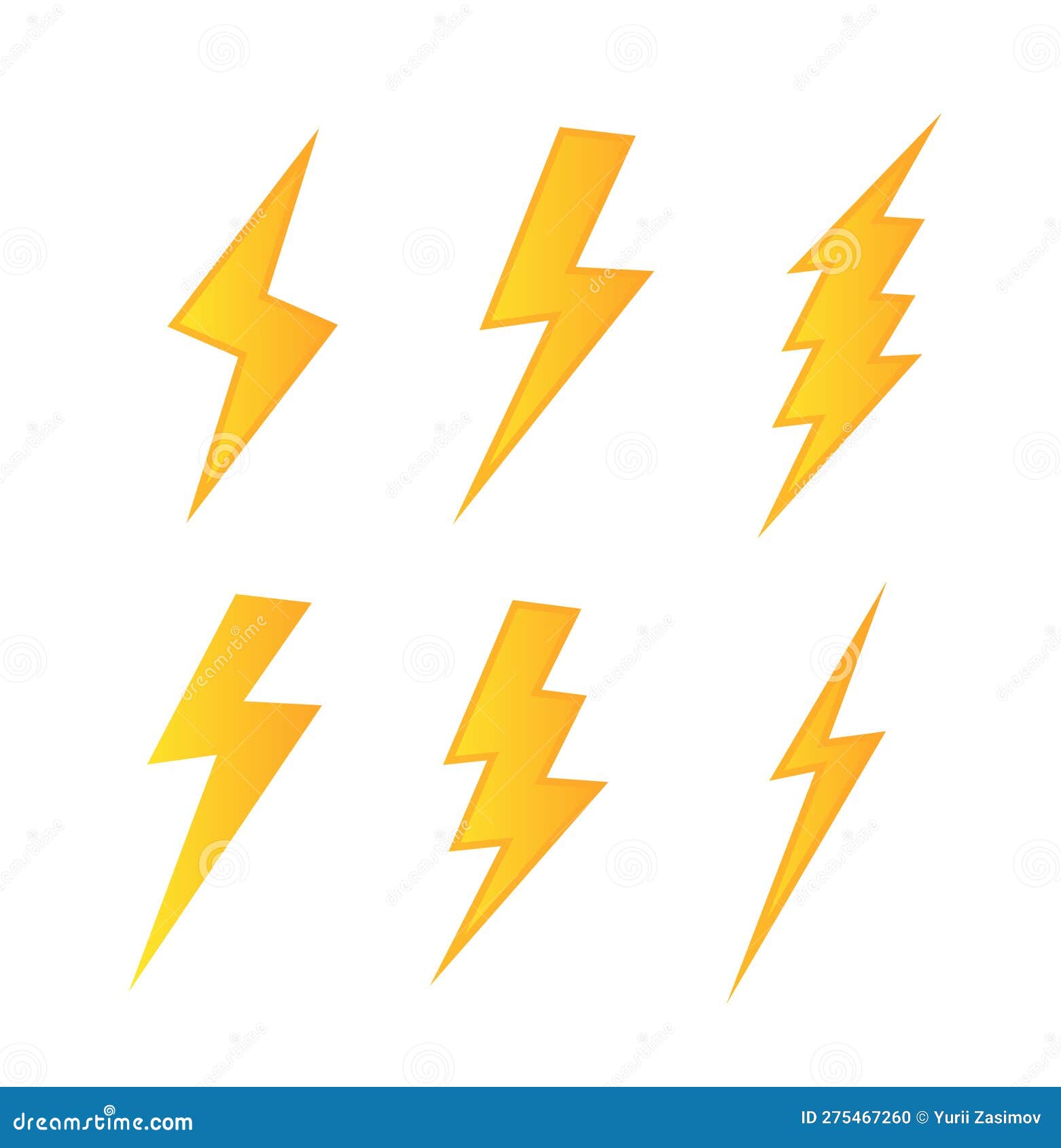 Lightning. Set Lightning Bolt. Thunderbolt, Lightning Strike. Flat ...