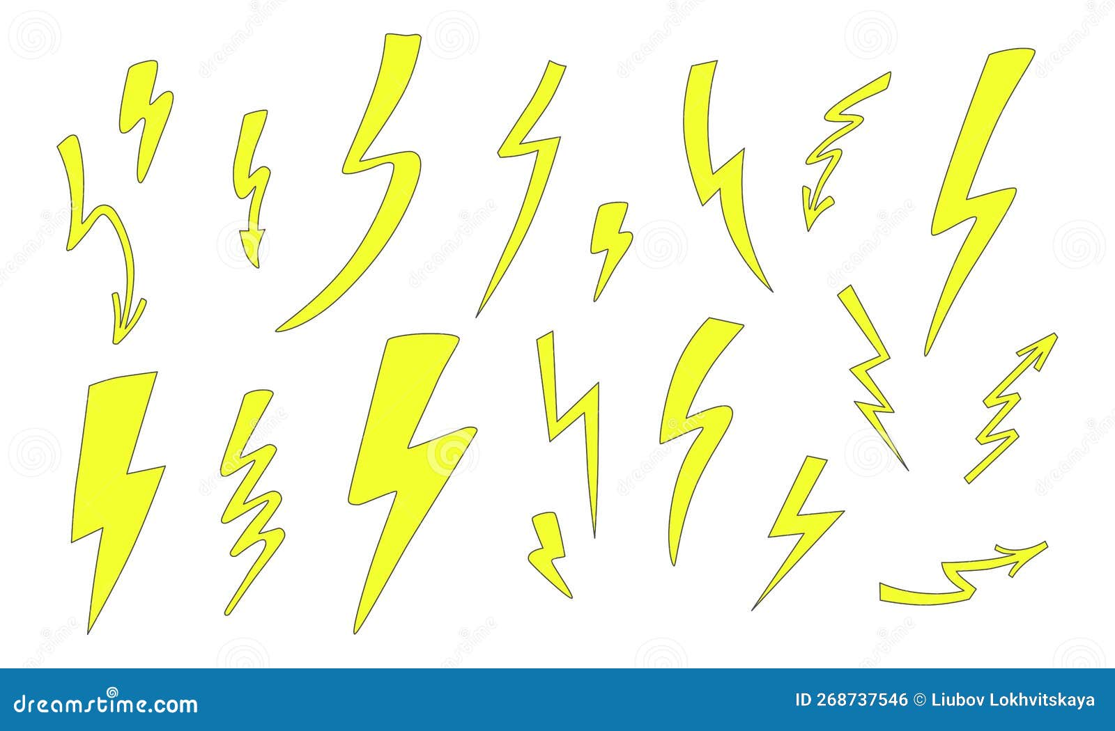Lightning Set. Vector Stock Flat Illustration Isolated on White ...
