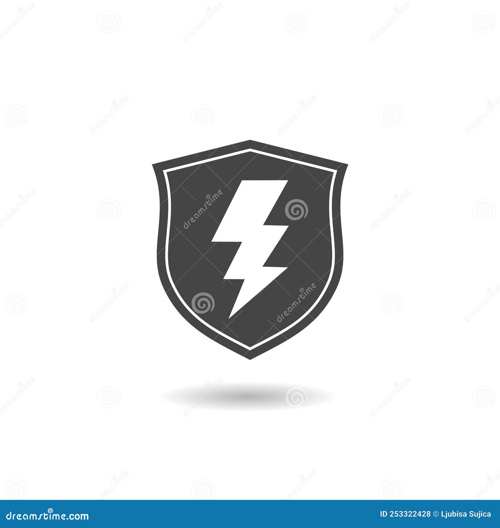 Lightning and Shield Icon with Shadow Stock Vector - Illustration of ...