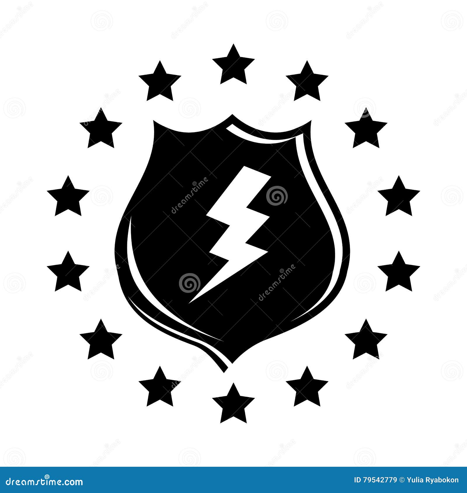 Lightning and Shield Icon, Simple Style Stock Vector - Illustration of ...