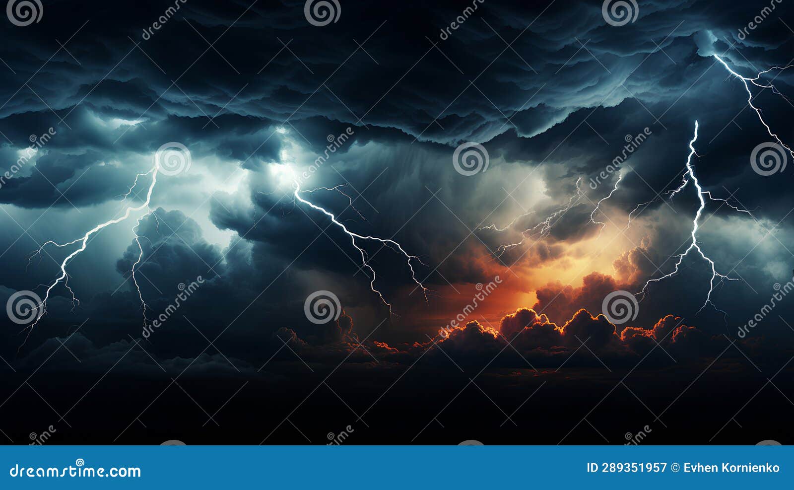 Lightning in the Sky with Clouds Stock Illustration - Illustration of ...