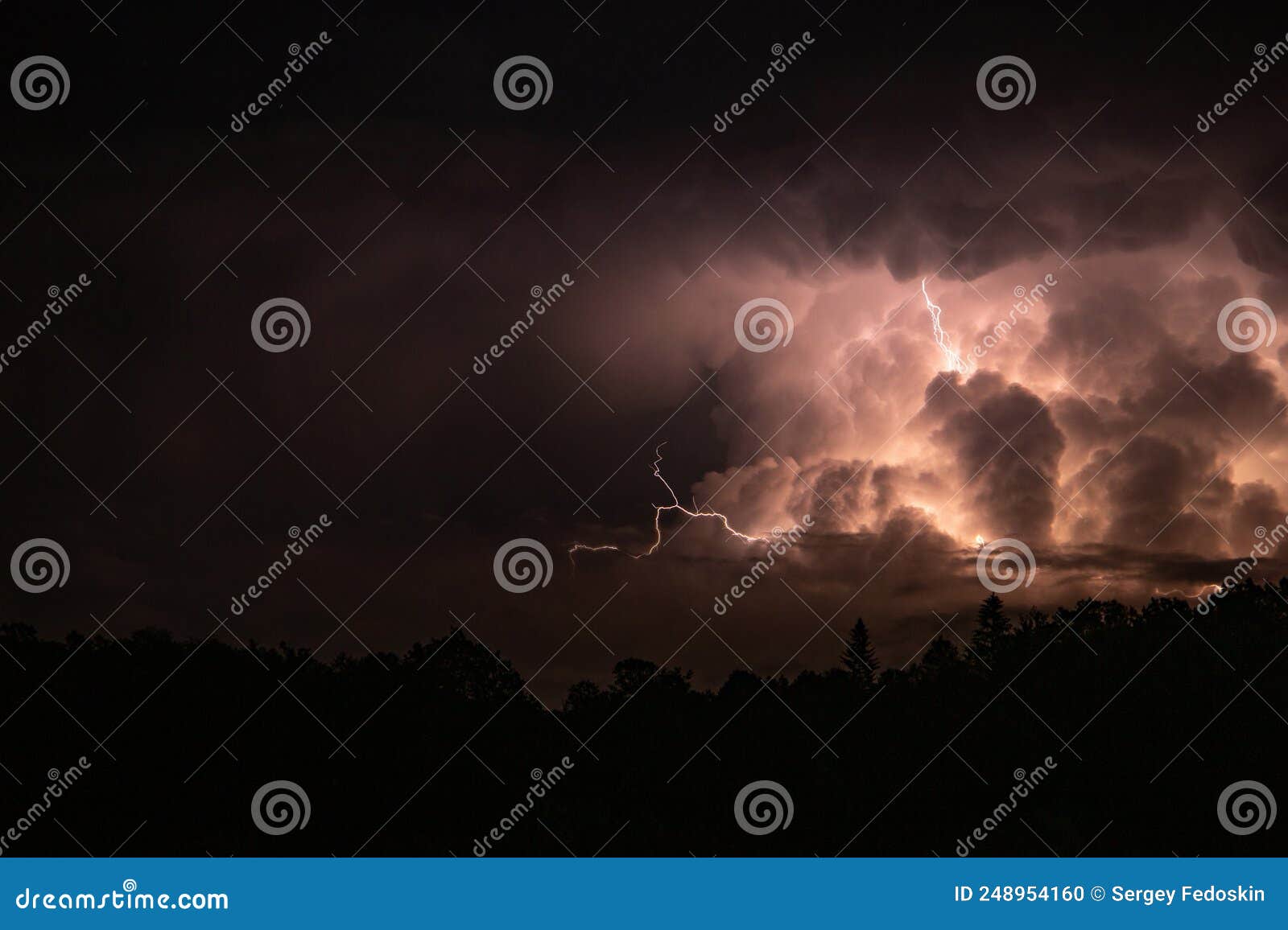 Lightning in the Sky during a Storm at Night Stock Photo - Image of ...