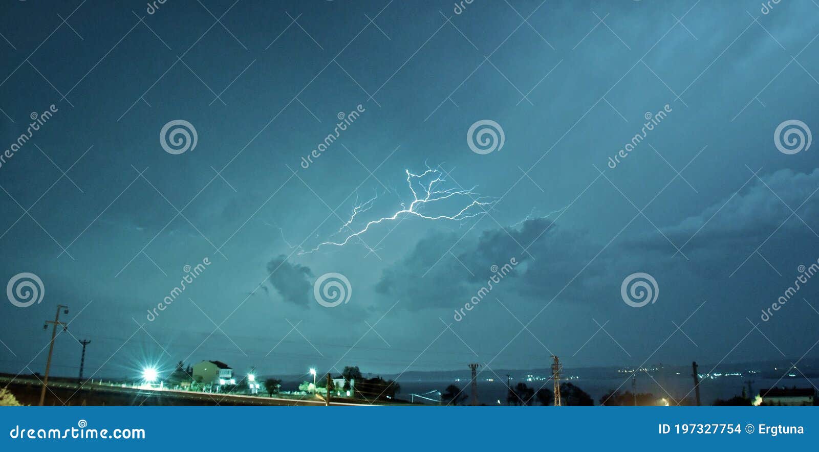 Lightning in the Sky, Veins of Light in the Sky Stock Photo - Image of ...