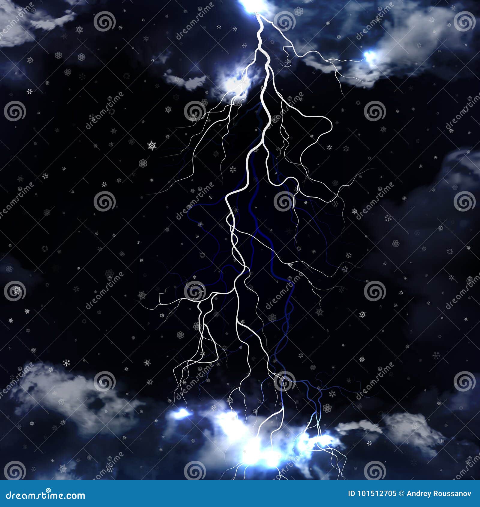 Lightning and Snowfall with Dramatic Clouds. Vector Stock Vector ...