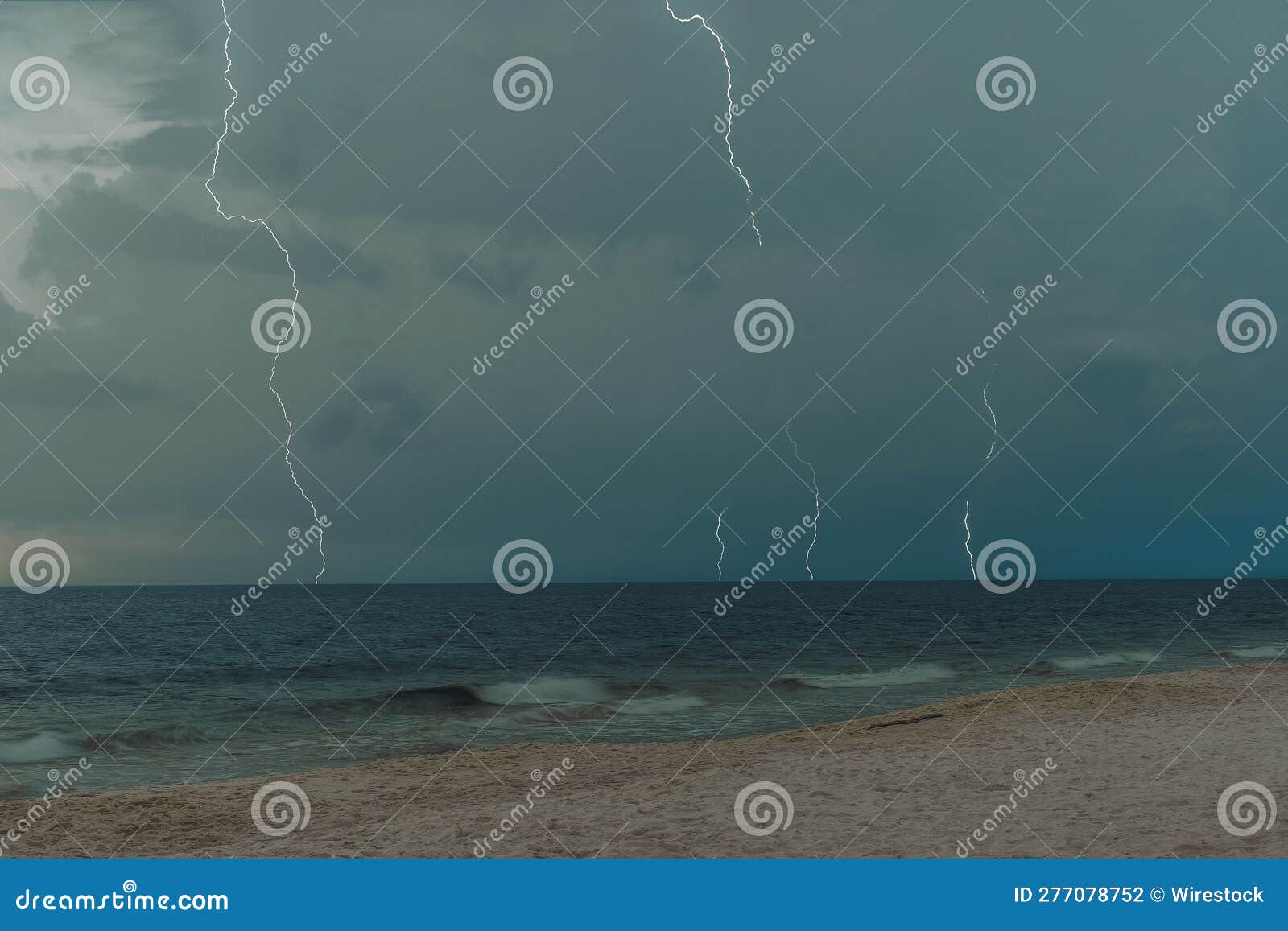 Lightning Storm at the Beach Stock Photo - Image of natural, light ...