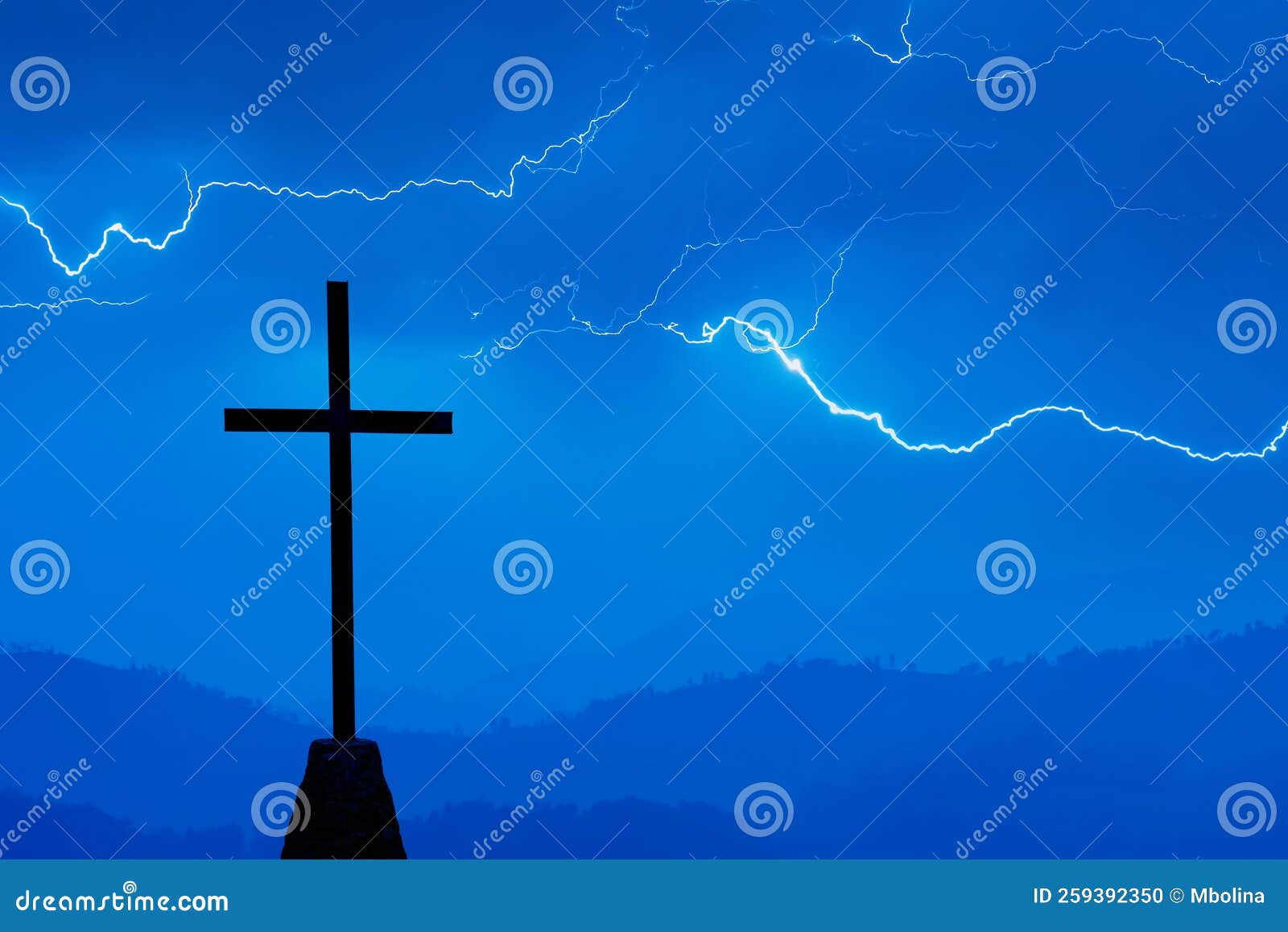 Lightning Storm Behind a Cross Stock Photo - Image of landscape ...