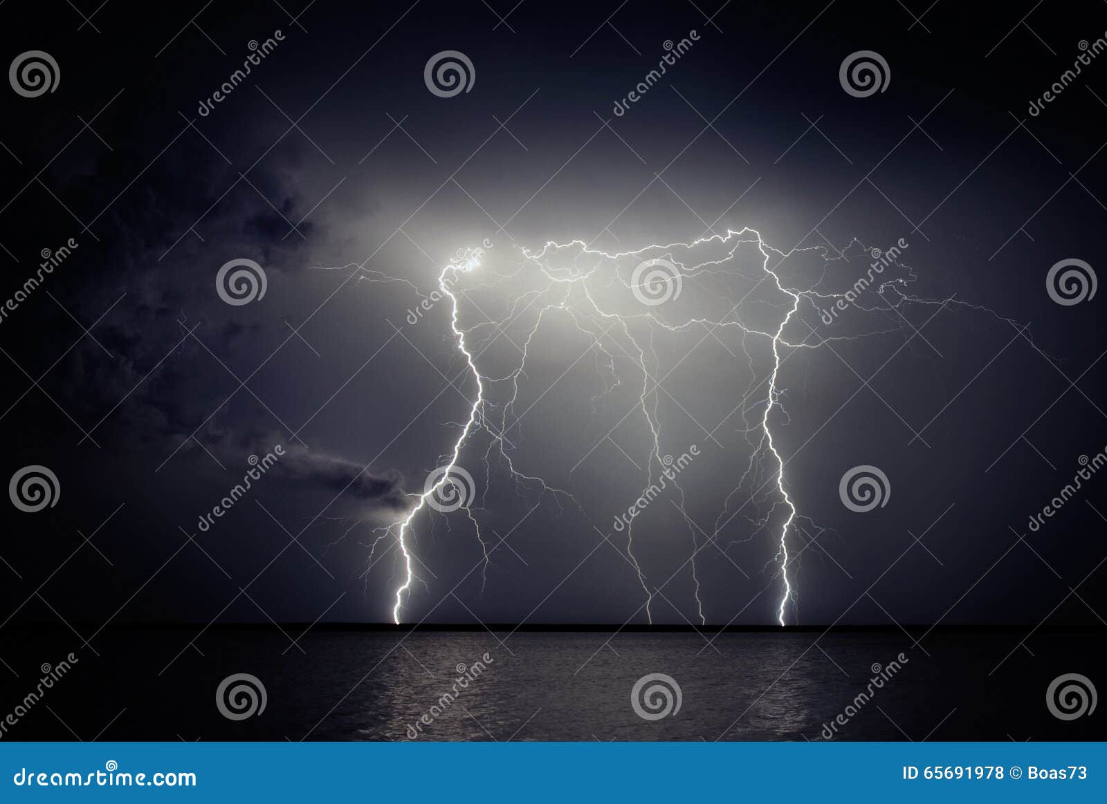 Lightning storm stock photo. Image of lake, powerful - 65691978