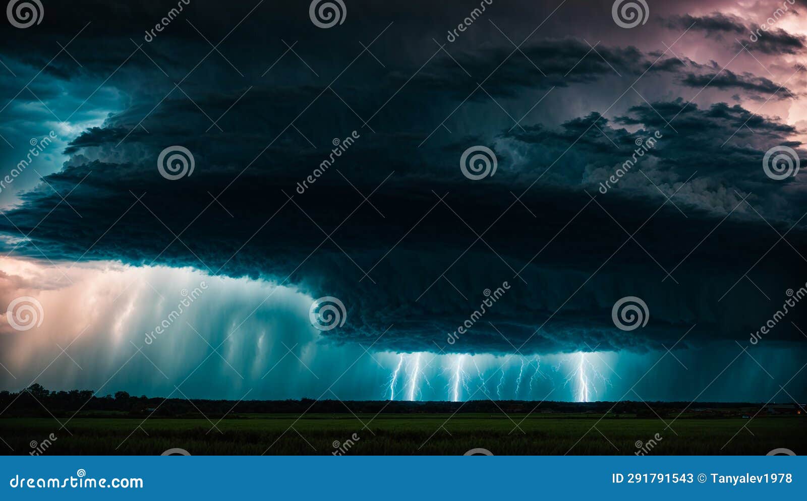 Lightning Storm Clouds Landscape Weather Stock Illustration ...