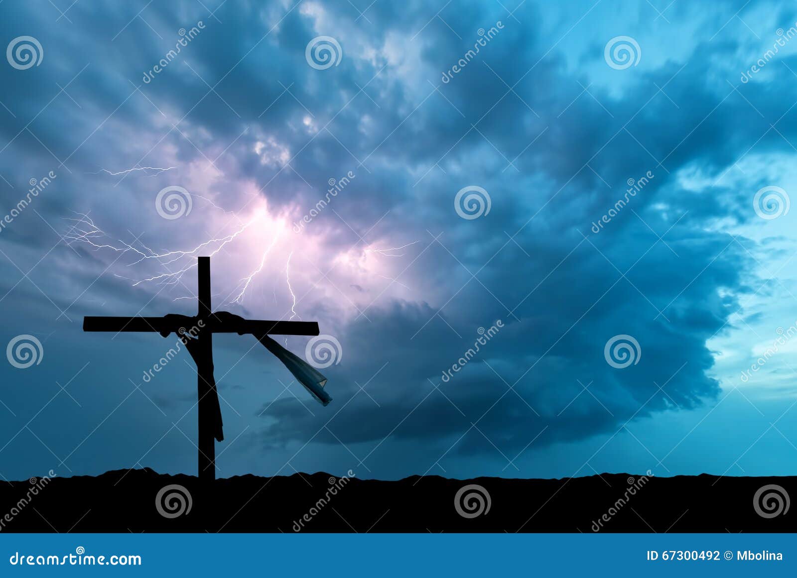 Lightning Storm and the Cross Stock Photo - Image of spirituality ...