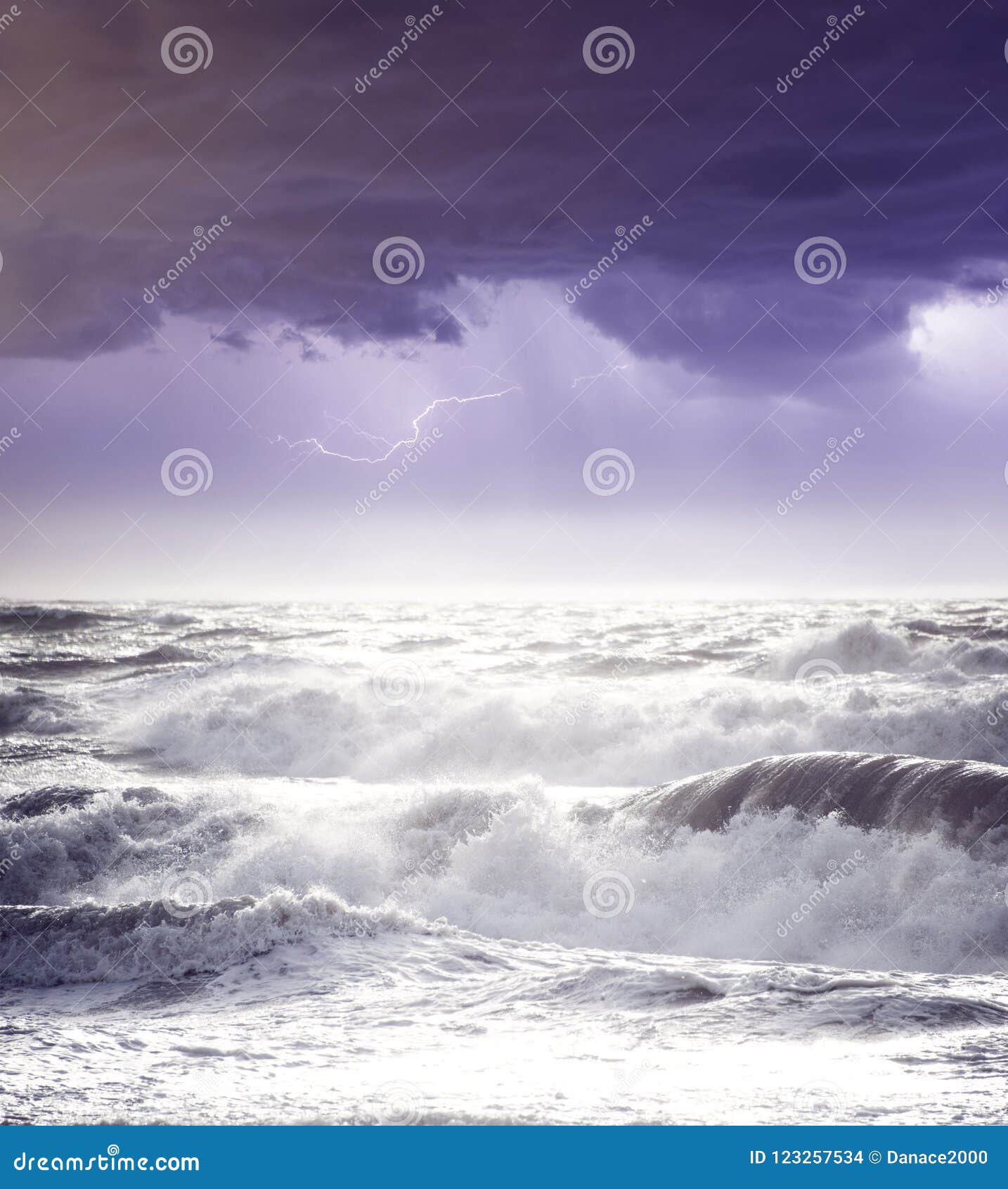 Lightning Storm and Crashing Waves on the Cornish Coast Stock Photo ...