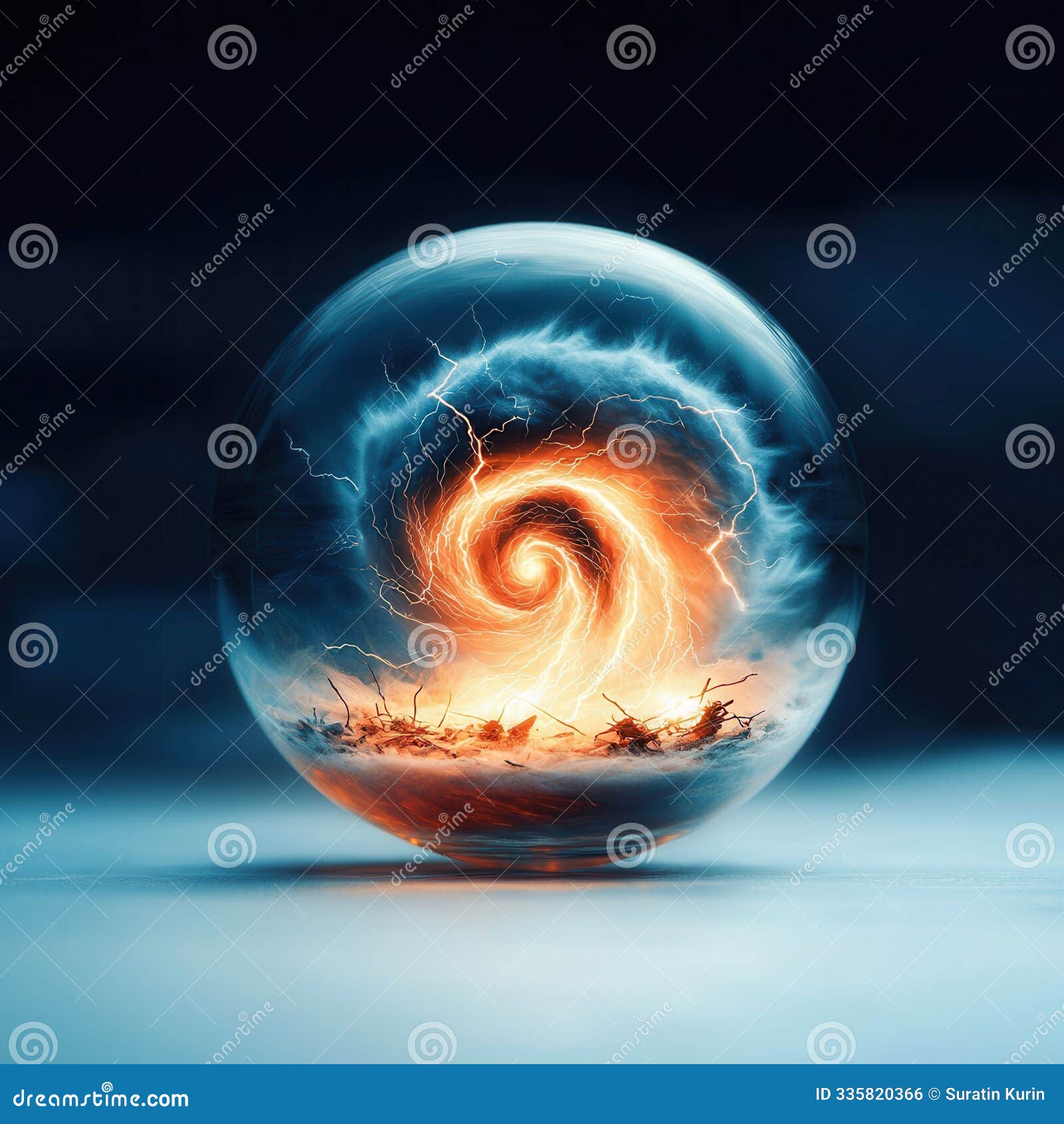 Lightning Storm in a Glass Orb Stock Illustration - Illustration of ...