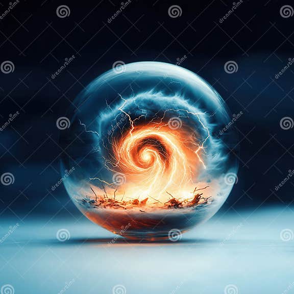 Lightning Storm in a Glass Orb Stock Illustration - Illustration of ...