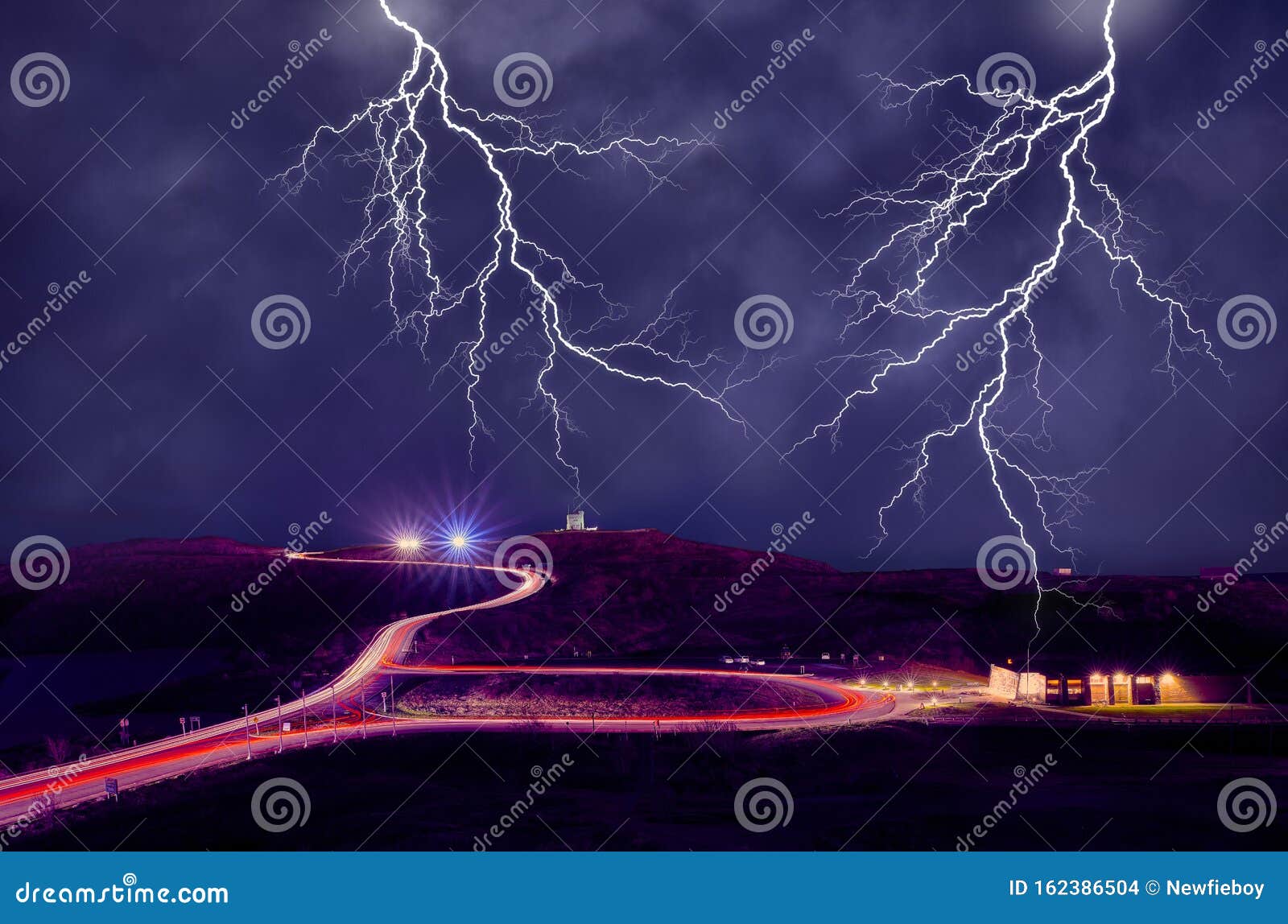 Lightning Storm on the Hill Stock Photo - Image of northern, cabot ...