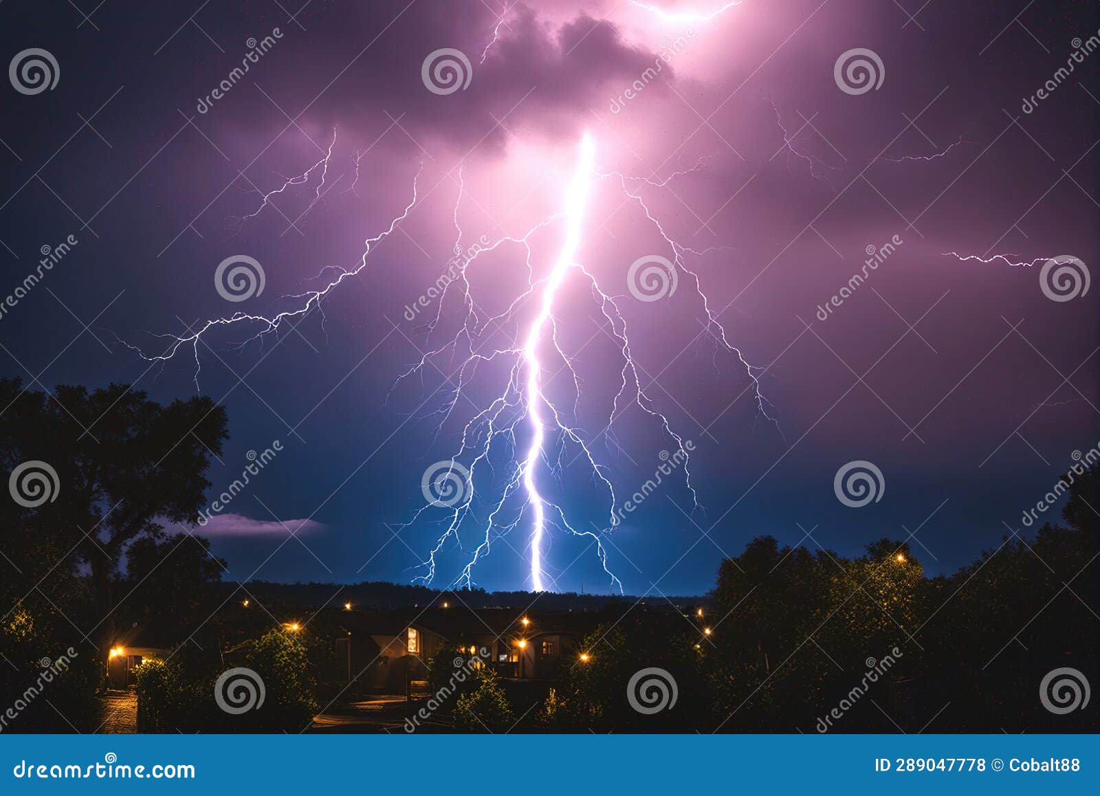 Lightning Storm With Huge Electrical Discharges On Night Sky ...