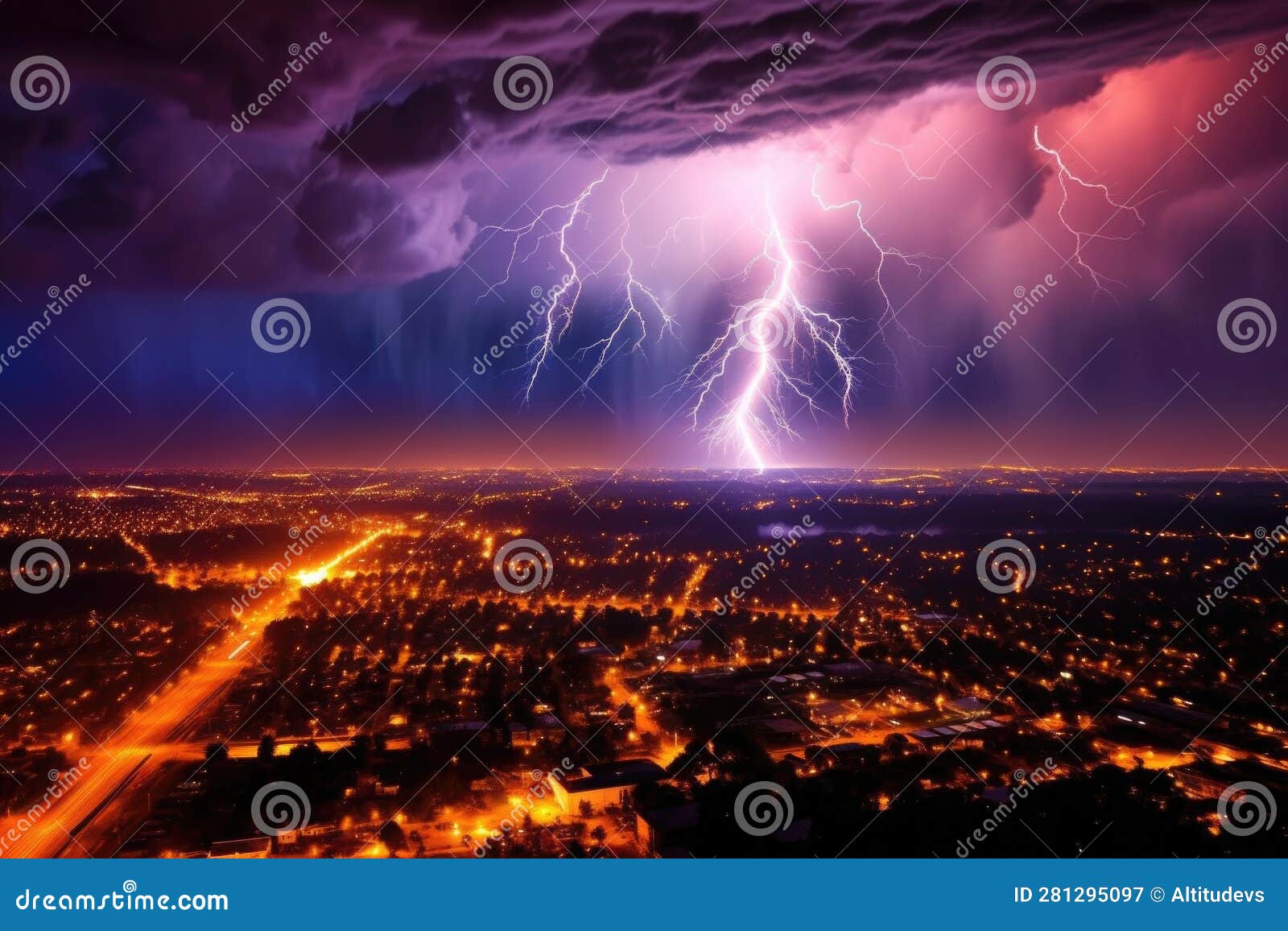 Lightning Storm Illustrating Earths Magnetic Forces Stock Illustration ...