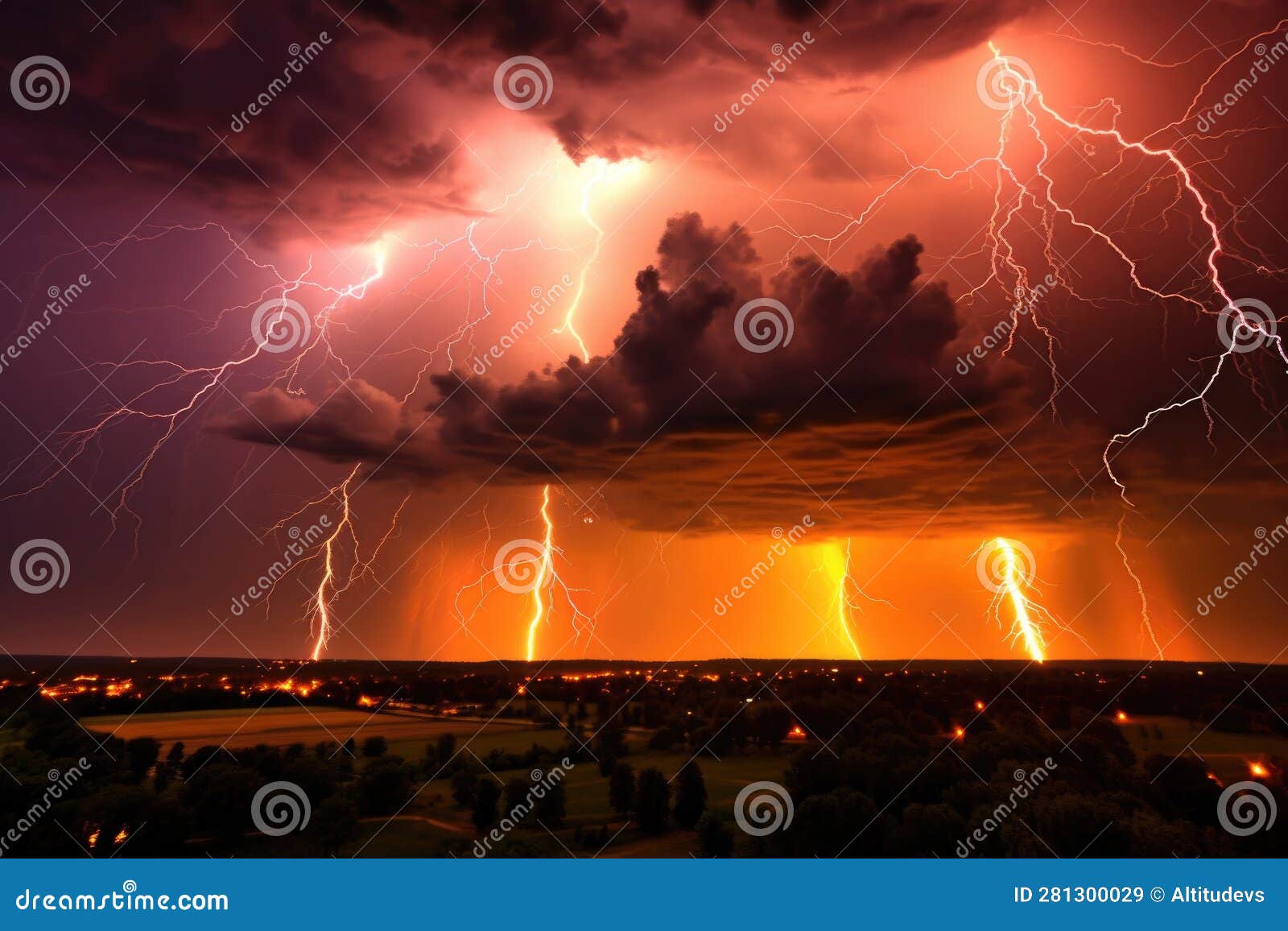 Lightning Storm Illustrating Earths Magnetic Forces Stock Illustration ...