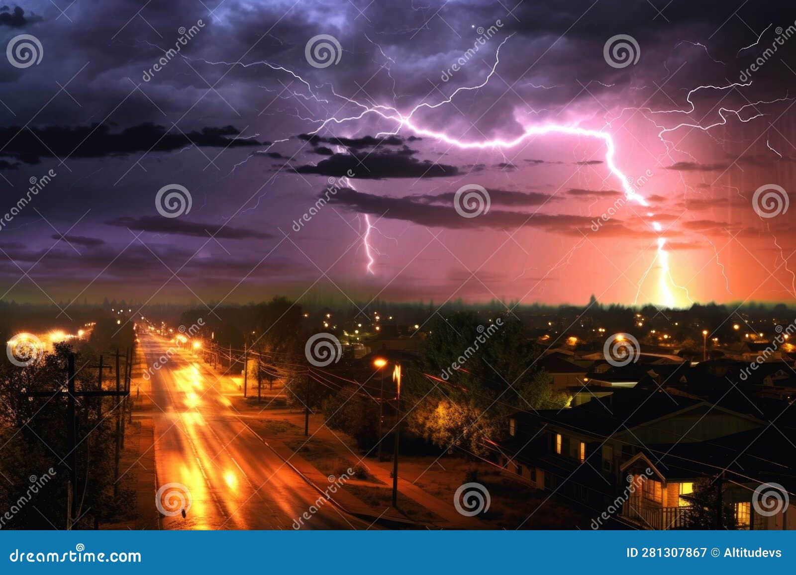 Lightning Storm Illustrating Earths Magnetic Forces Stock Illustration ...