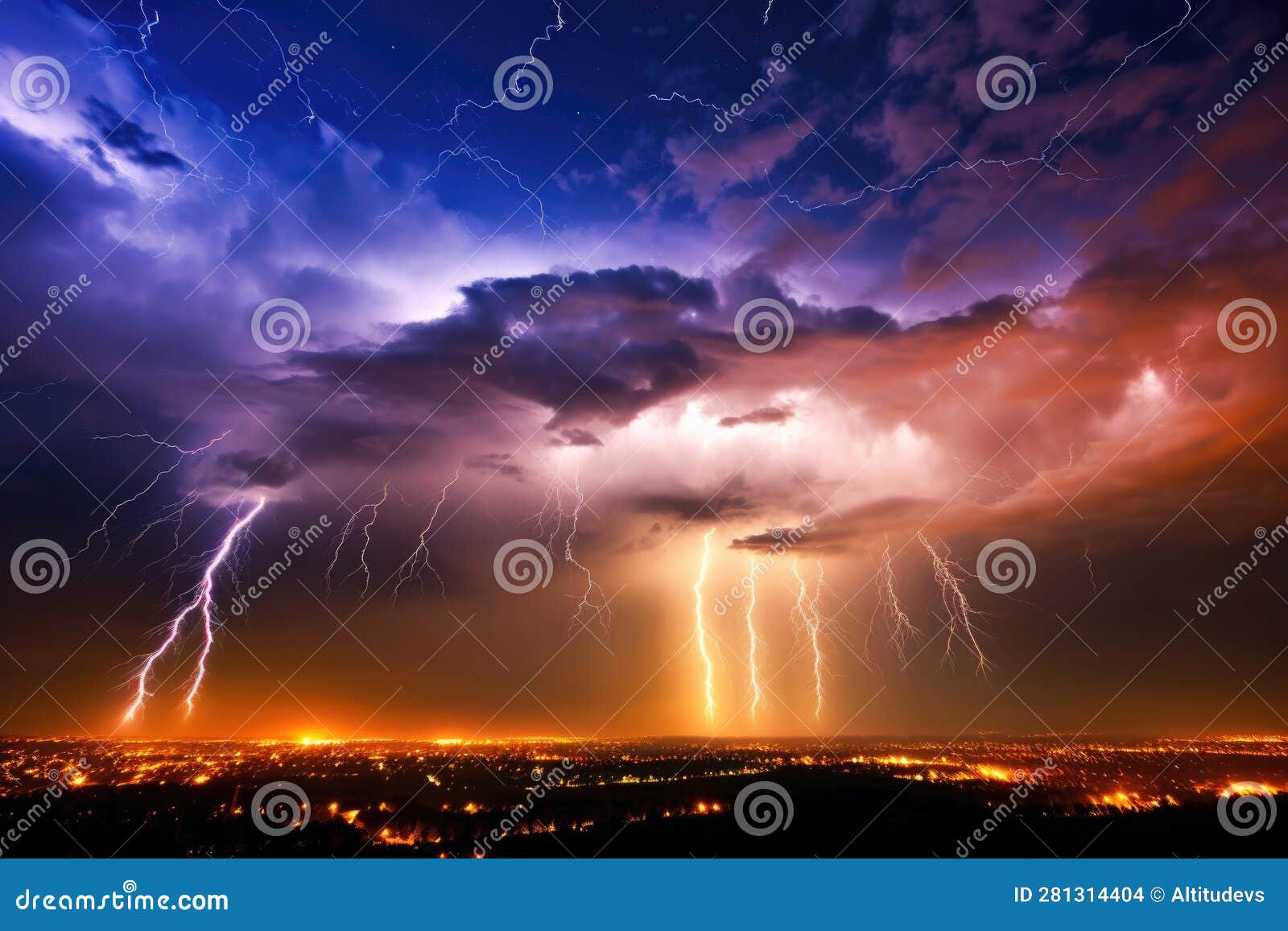 Lightning Storm Illustrating Earths Magnetic Forces Stock Illustration ...
