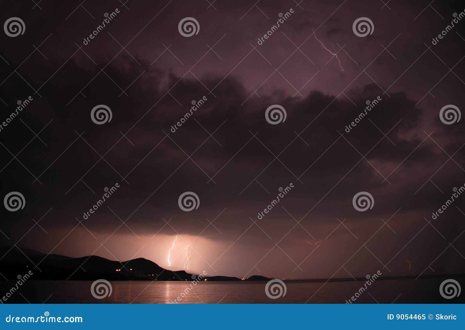 Lightning storm over lake stock image. Image of thunder - 9054465