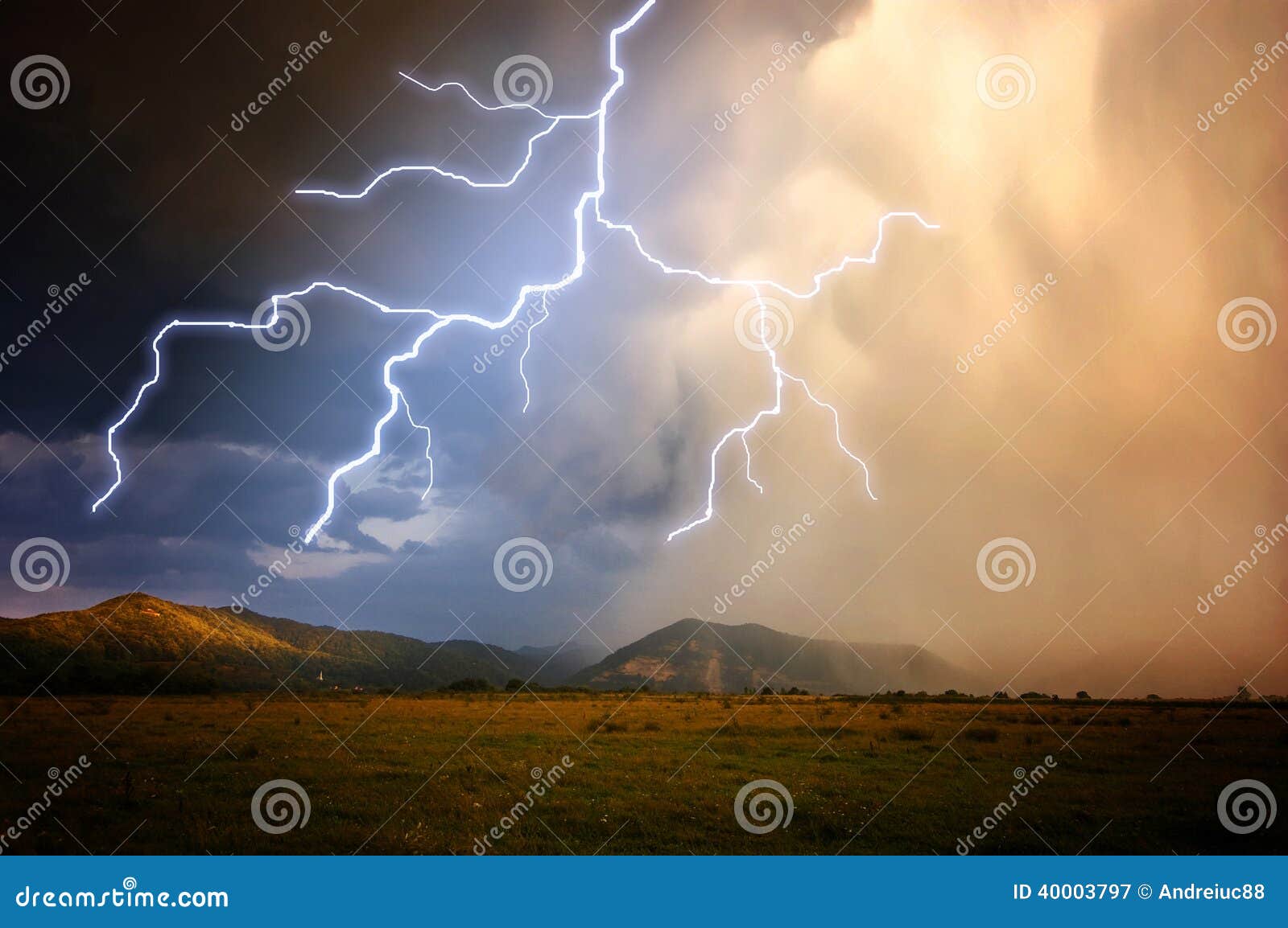 Lightning in a storm stock image. Image of countryside - 40003797