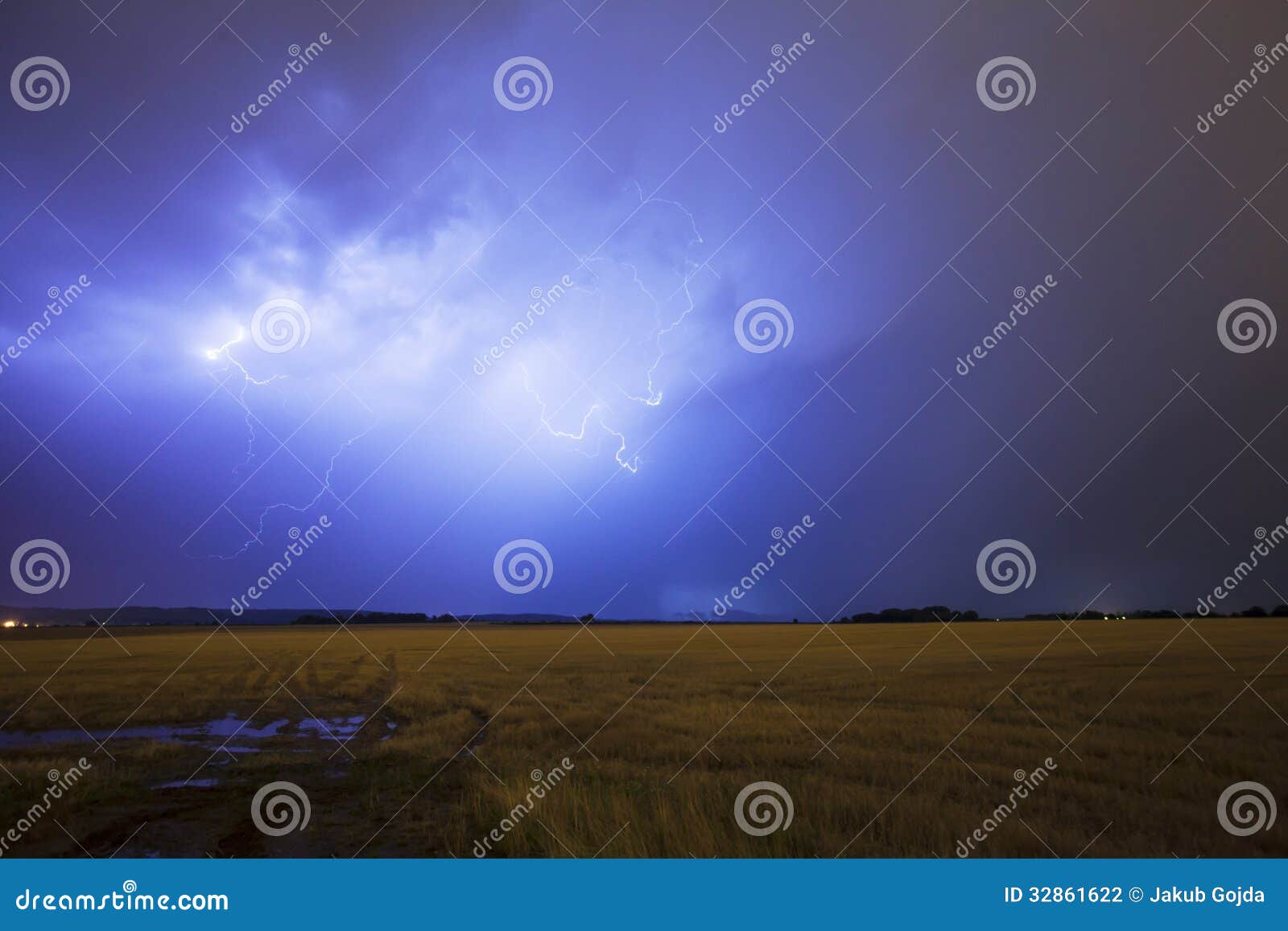 Lightning storm stock photo. Image of rain, countryside - 32861622