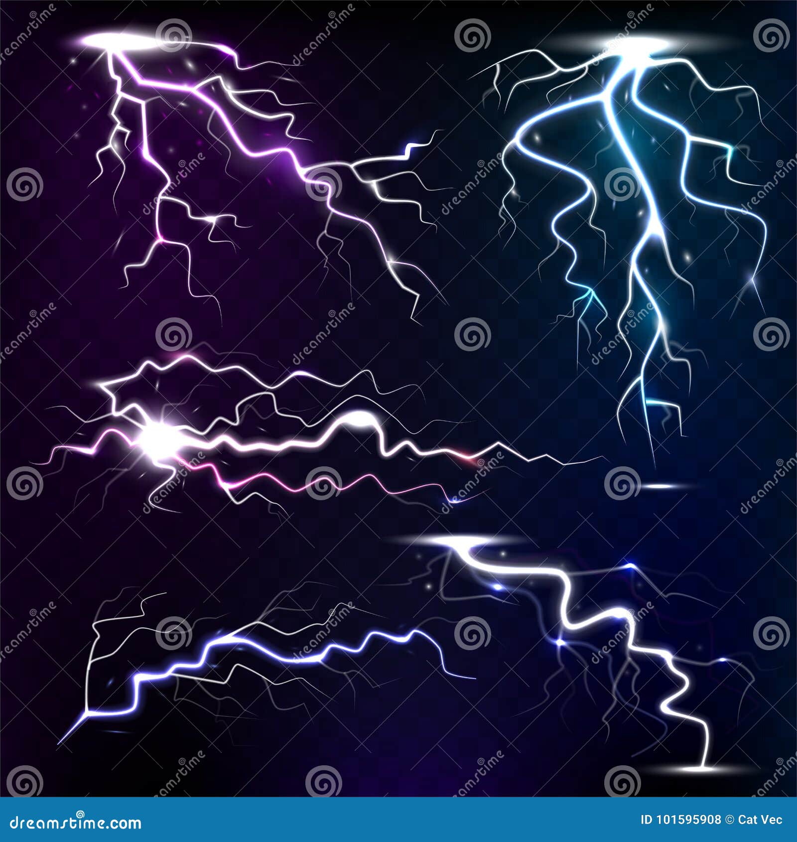 Lightning Storm Strike Different Shape Realistic 3d Light Light Effects ...