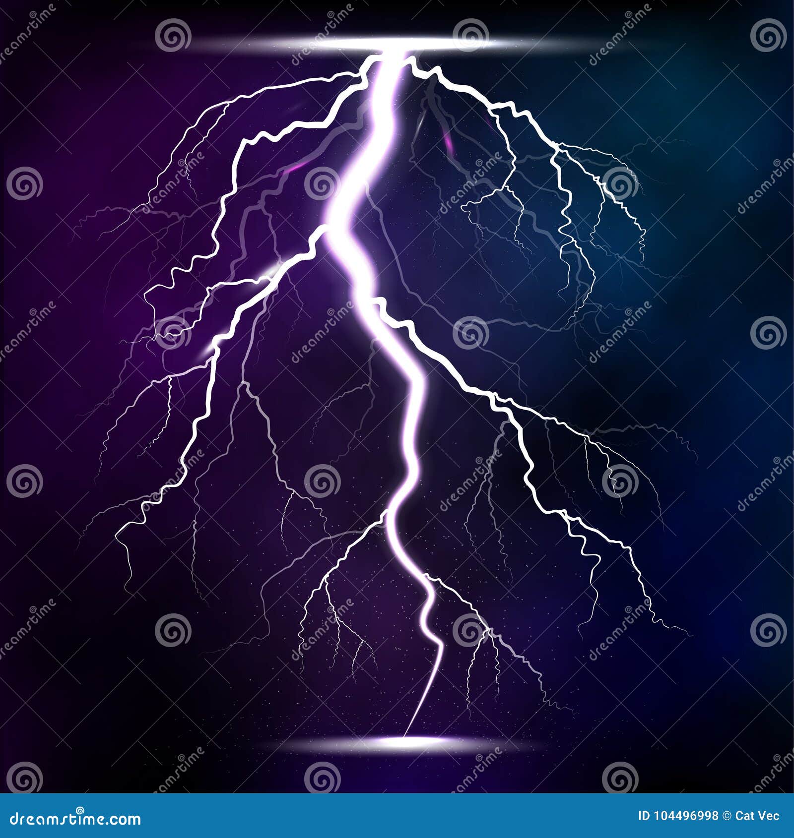 Lightning Storm Strike Realistic 3d Light Lighting Effects Vector ...