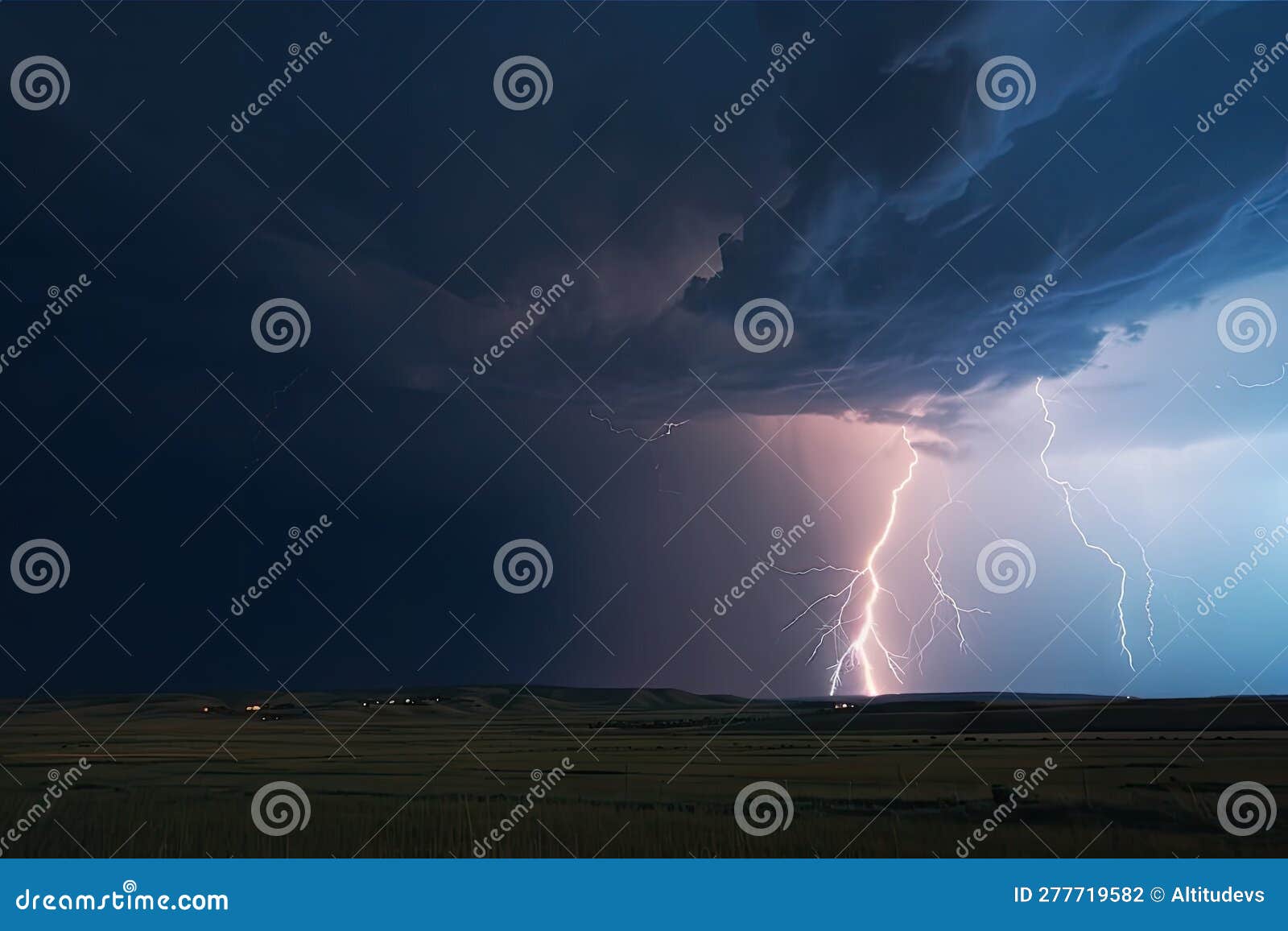 Lightning Storm with Tornado Visible in the Distance Stock Photo ...