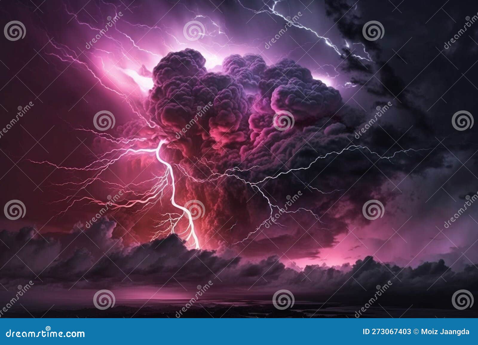 Lightning and Stormy Grey and Pink Clouds Background Stock Illustration ...