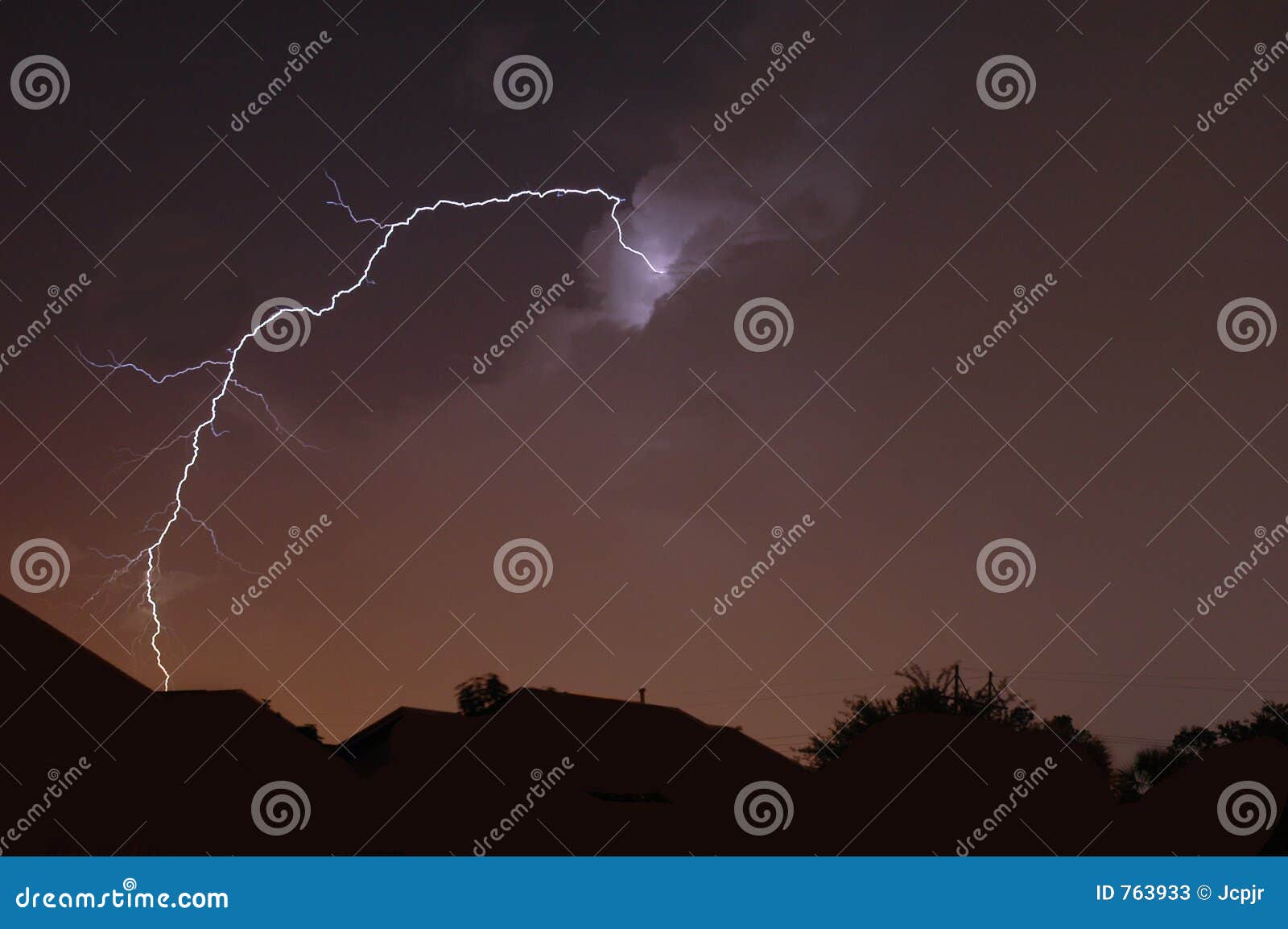 Lightning Strike stock image. Image of bolt, fire, night - 763933
