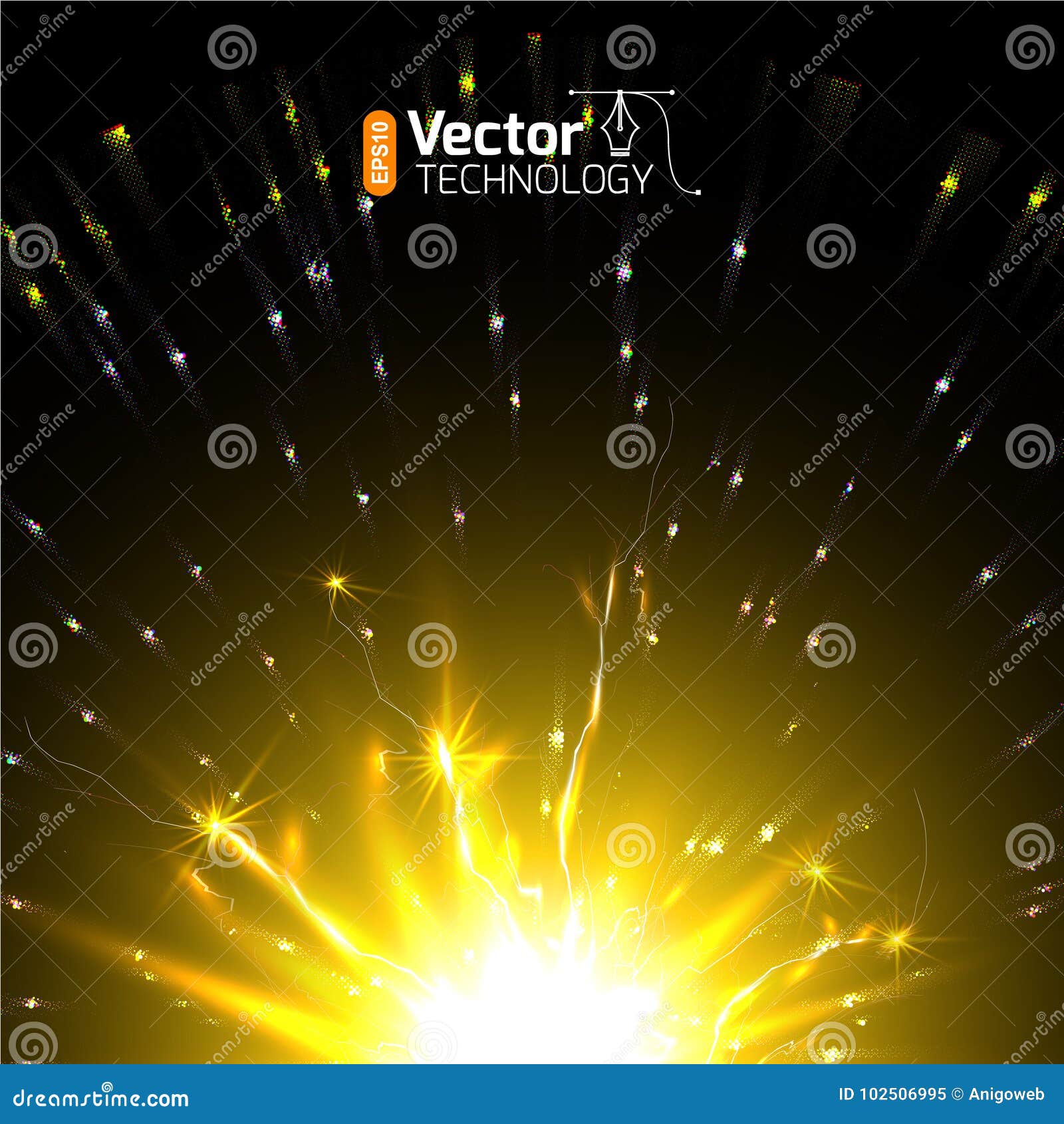 Lightning Strike, Lightning Abstract Background Stock Illustration ...