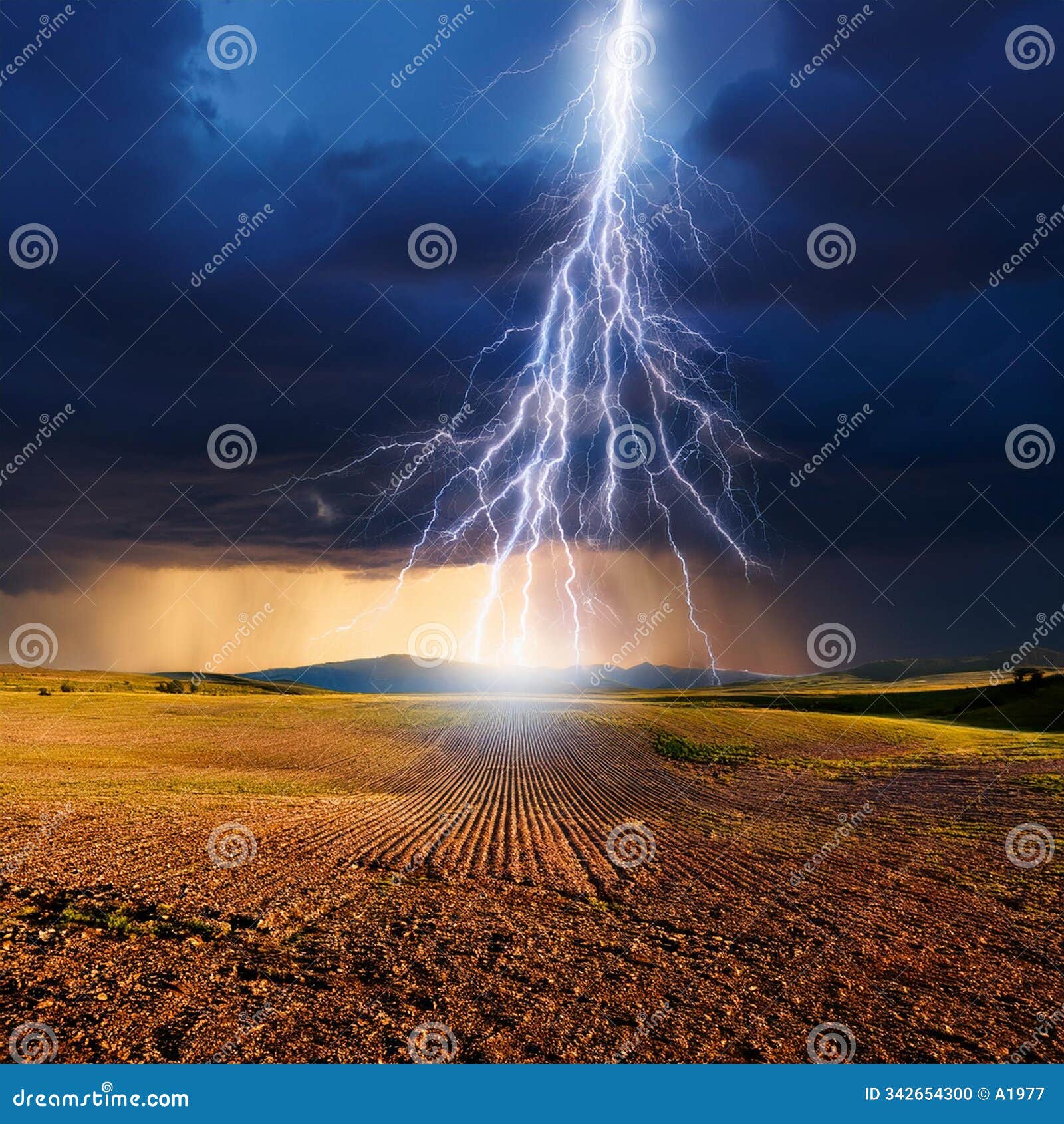 Lightning Strike, AI Generated Stock Illustration - Illustration of ...