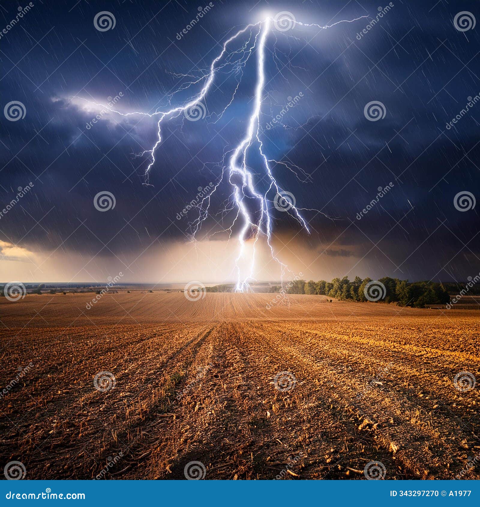 Lightning Strike, AI Generated Stock Illustration - Illustration of ...