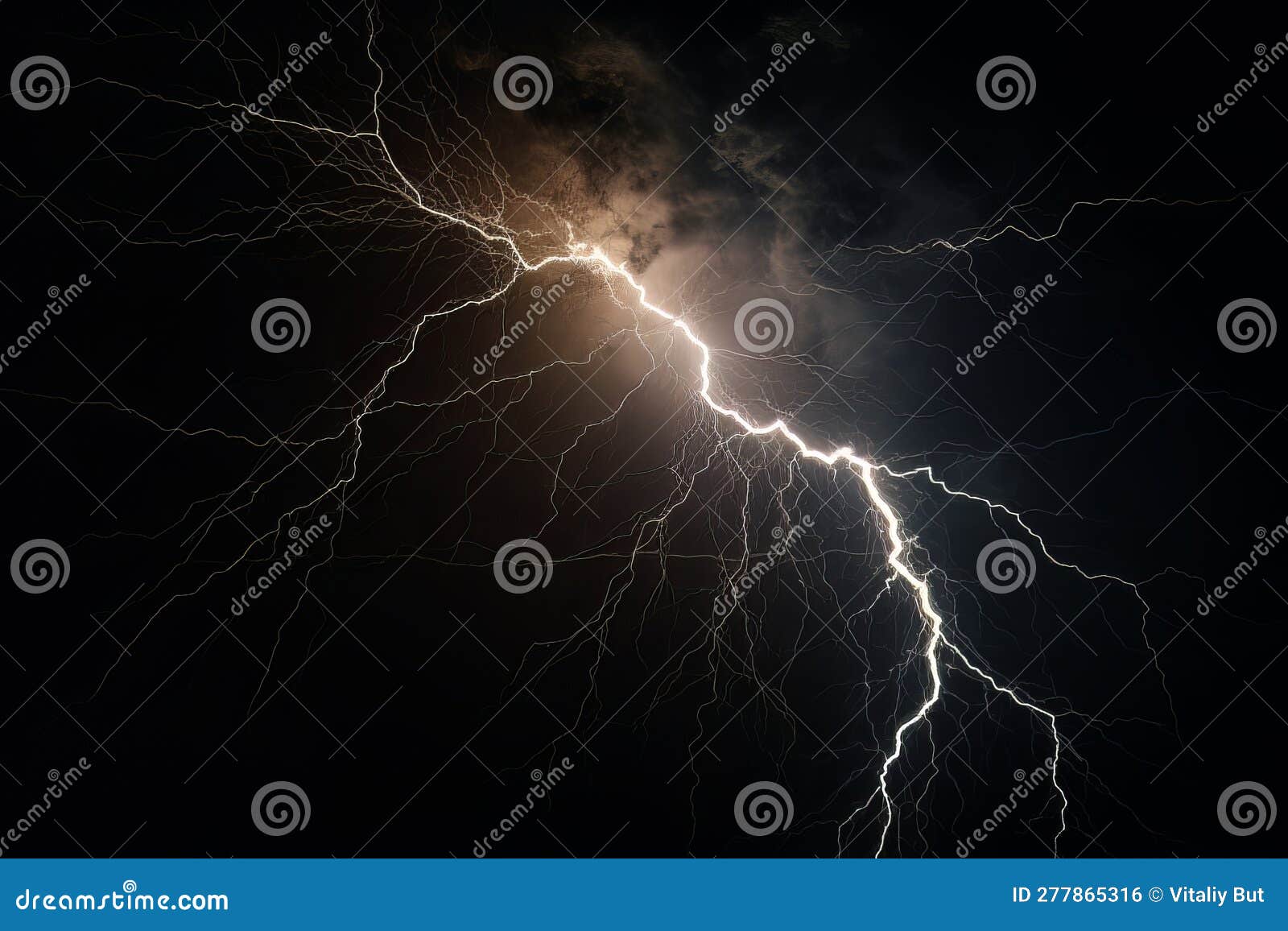 Lightning Strike on Black Background Stormy Sky Made with Generative AI ...