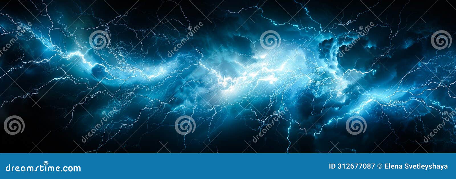 Lightning Strike on Black Banner Background. Electric Flash Light ...