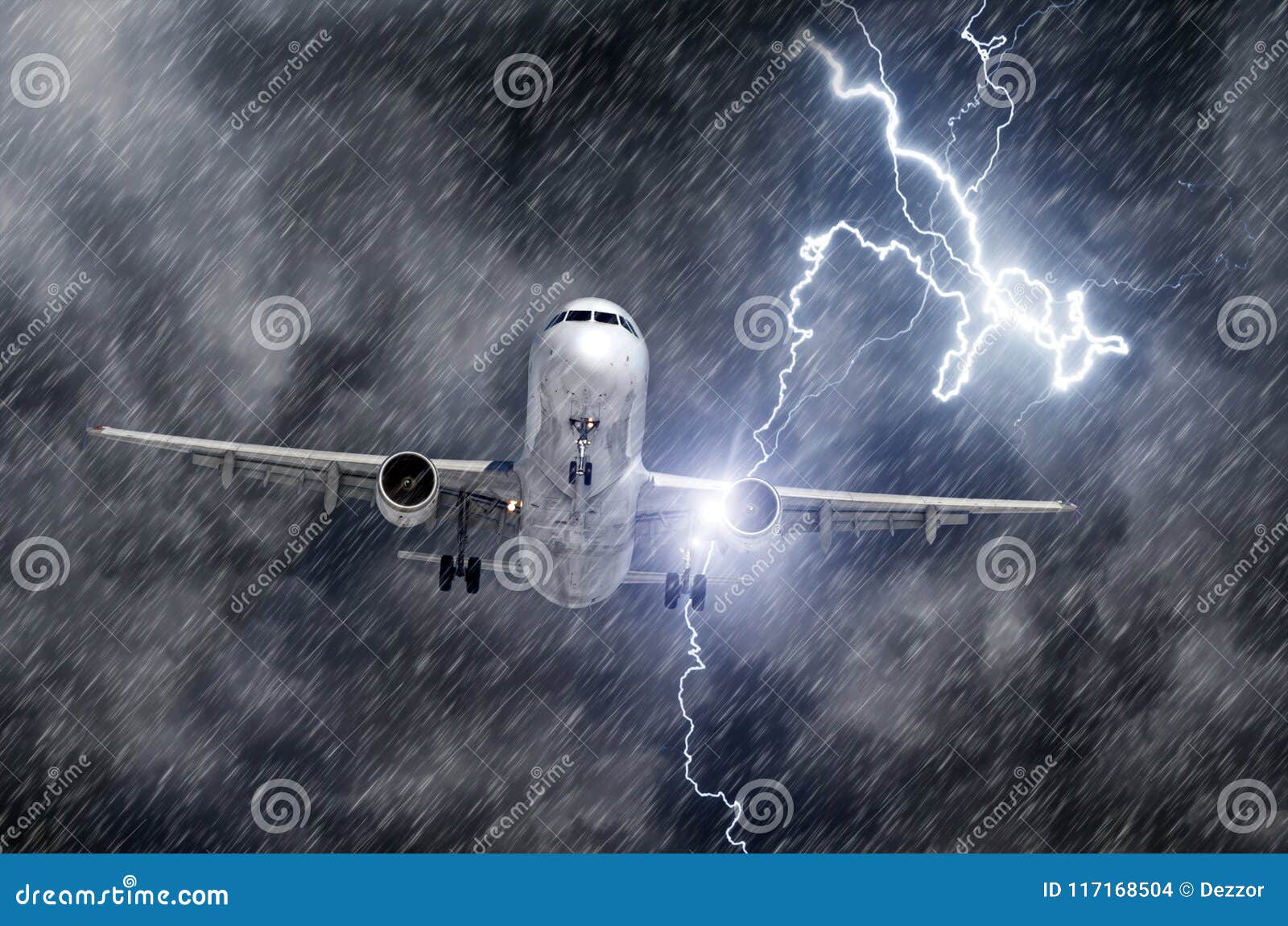 Lightning Strike Bolt during a Thunderstorm and Heavy Rain in the ...