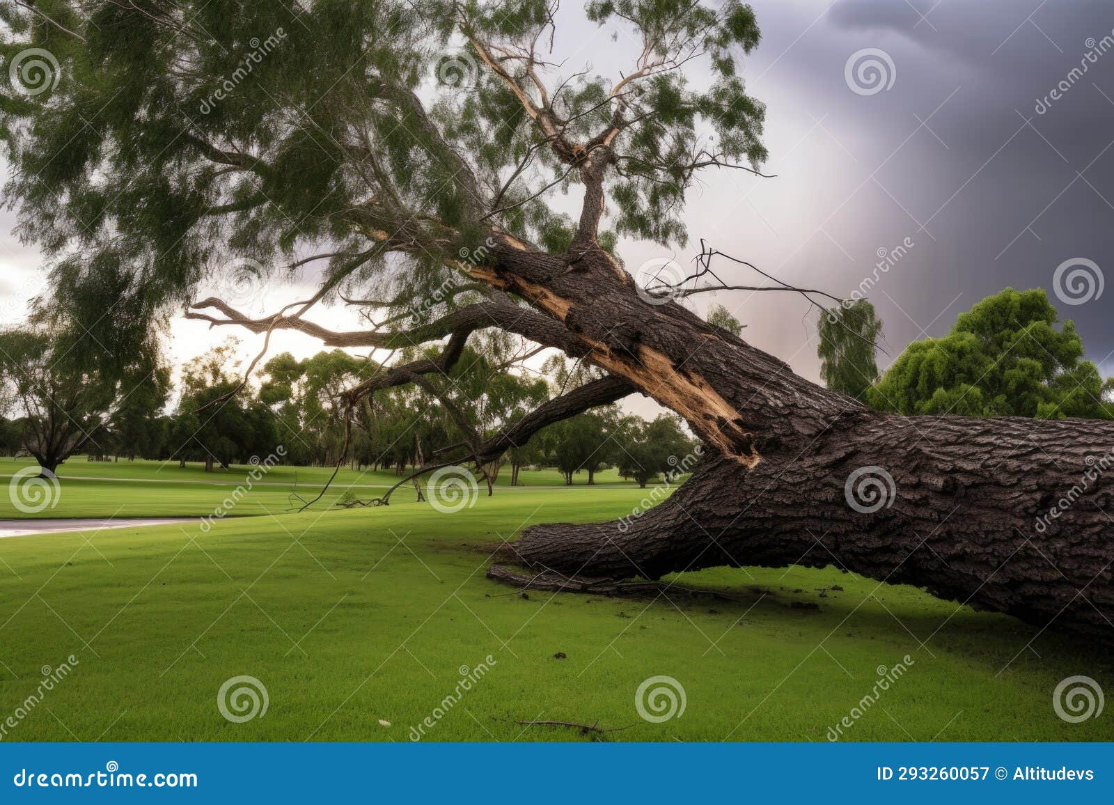 Lightning Strike Damaging a Tree in Parkland Stock Image - Image of ...