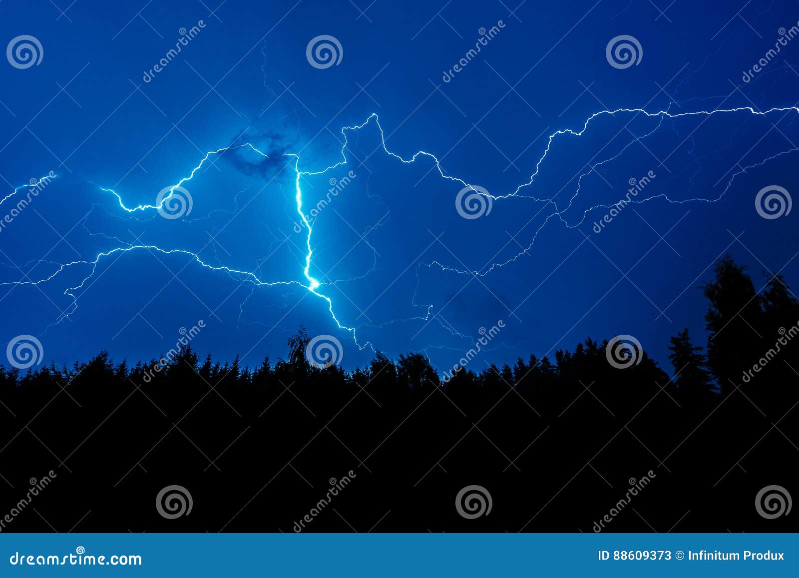 Lightning Strike on a Dark Blue Sky Stock Image - Image of glowing ...